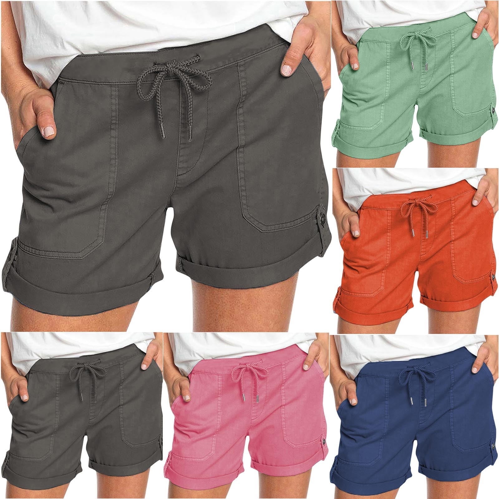 AnuYalue Womens Fashion Shorts Summer Casual Shorts Drawstring Elastic ...
