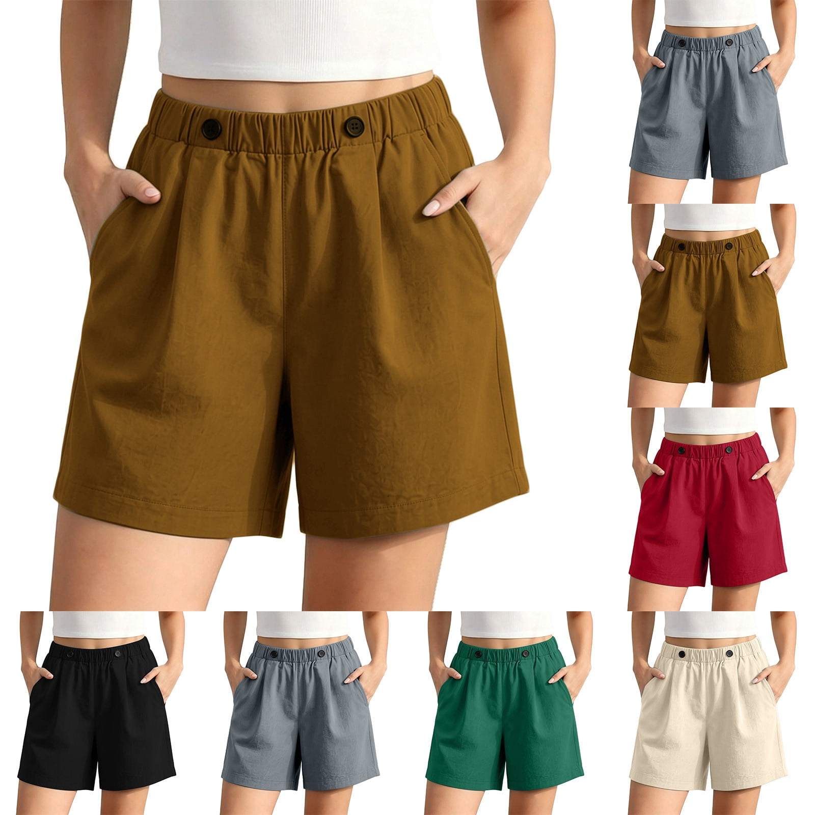 AnuYalue Womens Plus Size Athletic Shorts Casual High Waisted ...
