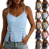 AnuYalue Womens Spaghetti Strap Tank Top Summer Dressy Button Down ...