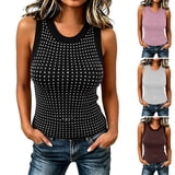 AnuYalue Womens Summer Sleeveless Ribbed Tank Top Fashion Sparkly Basic ...