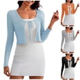 AnuYalue Womens Tie Front Cardigan Long Sleeve Rib Knit Shrug for Dress ...