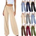 AnuYalue Womens Wide Leg Pants Palazzo Casual Flowy Elastic Waist Pant ...