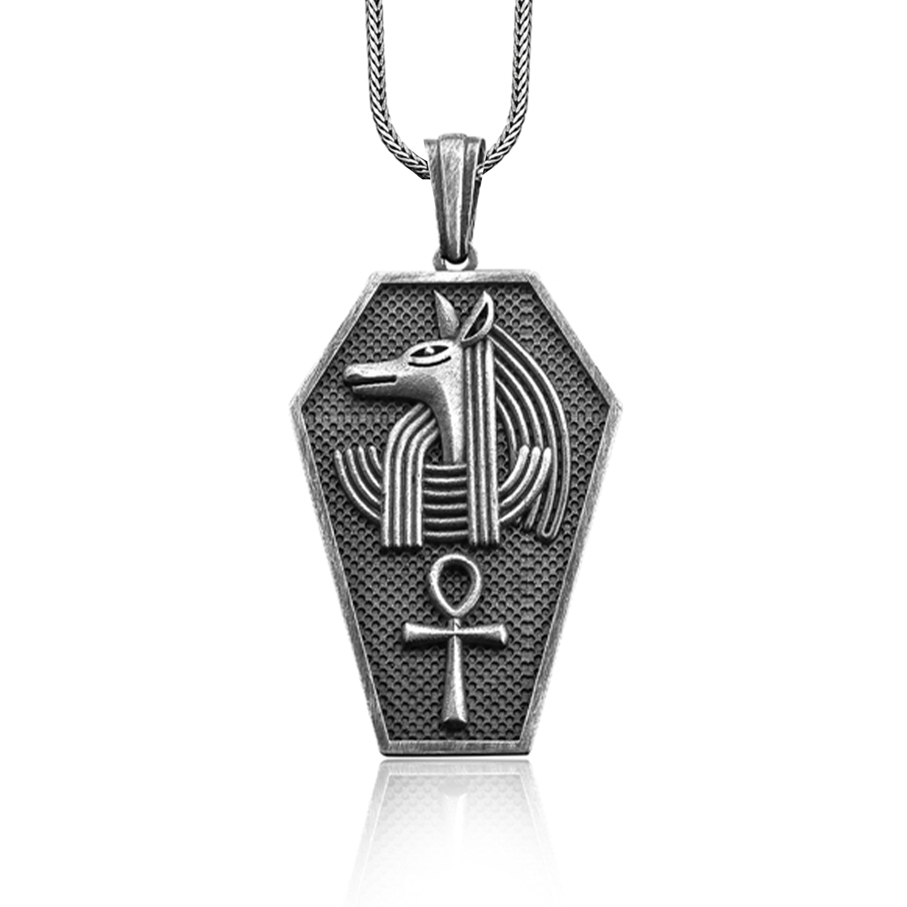 Anubis Ancient Egyptian God of The Dead with Ankh as Hieroglyph, Coffin ...