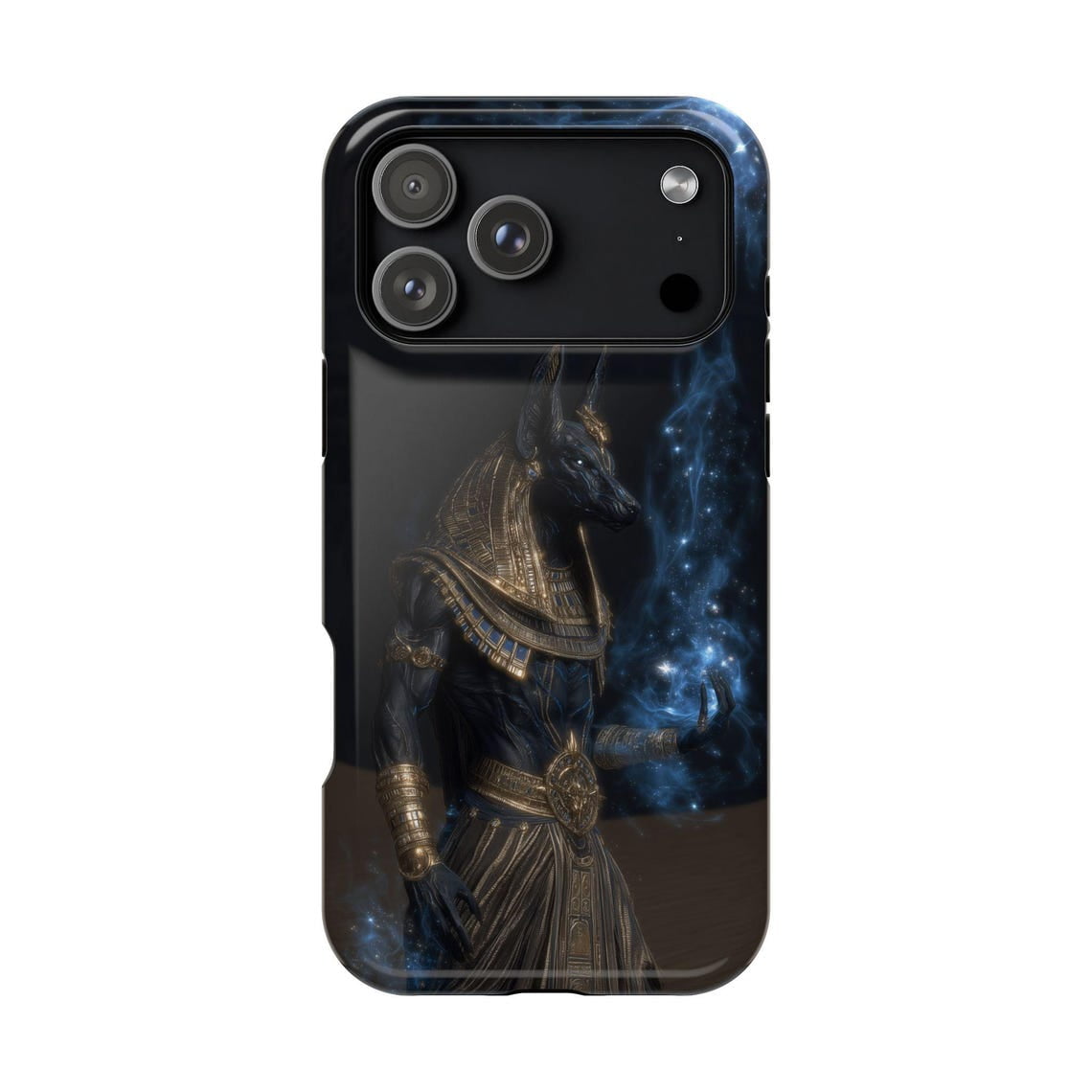 Anubis Blue Flame Pharaoh Desert Art for iPhone 17 16 15 14 13 12 11 ...