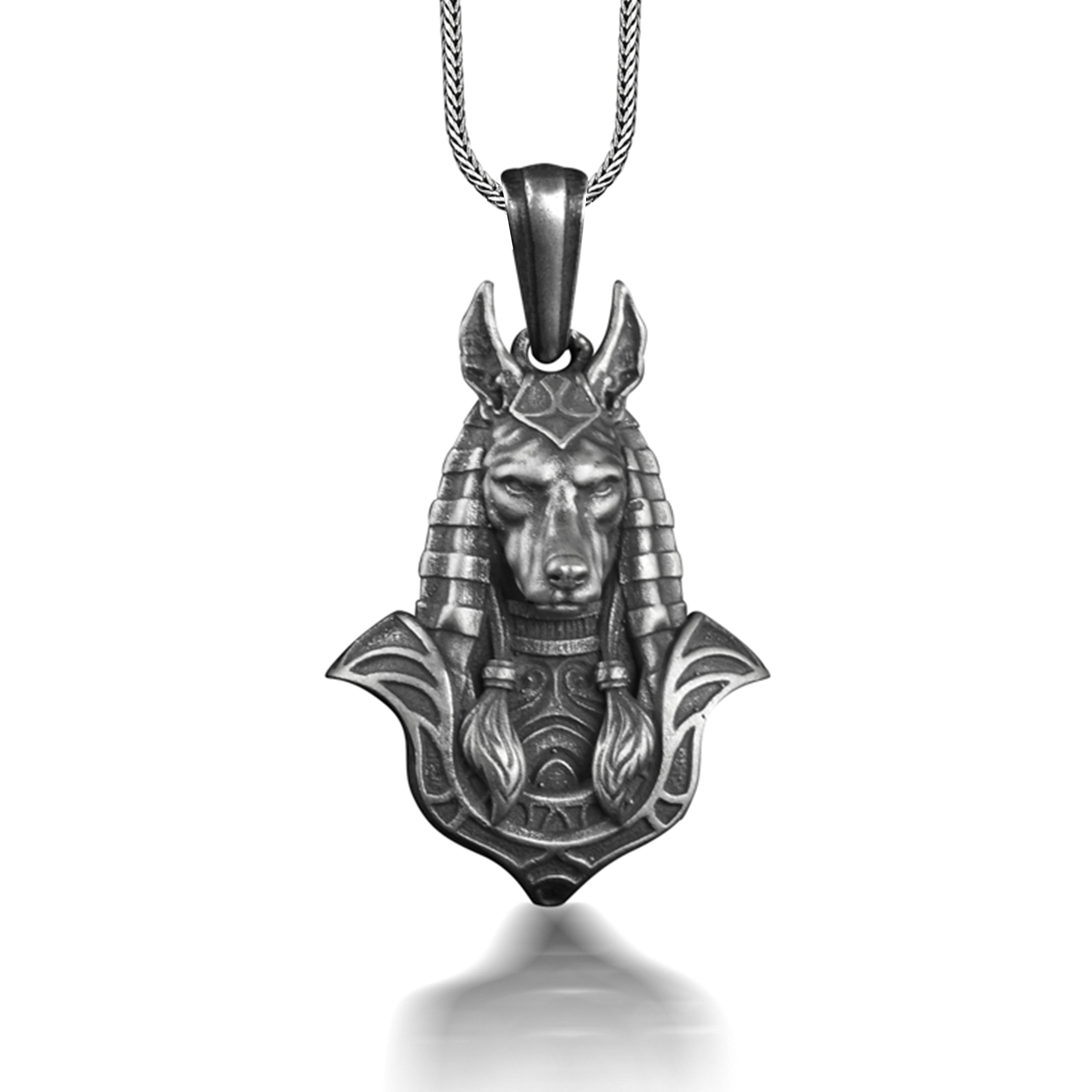 Anubis Egyptian God Necklace for Men in Silver, Ancient Egyptian ...