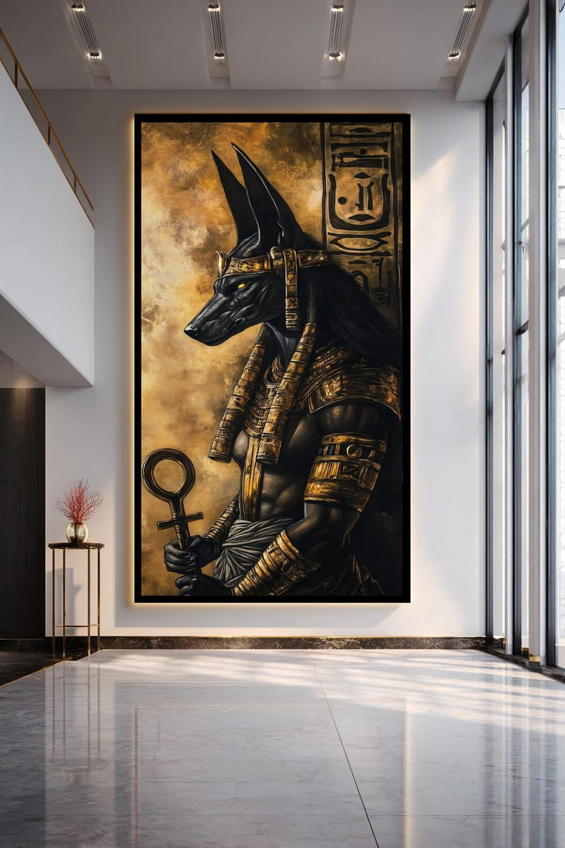 Anubis Egyptian God Wall Art Dark Mythology Print Ancient Egypt Fantasy ...