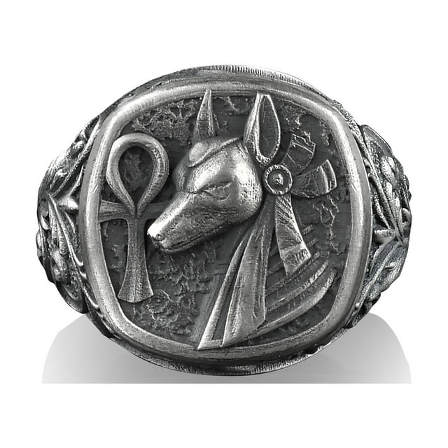 Anubis Egyptian God of The Dead, Sterling Silver Square Signet Ring ...