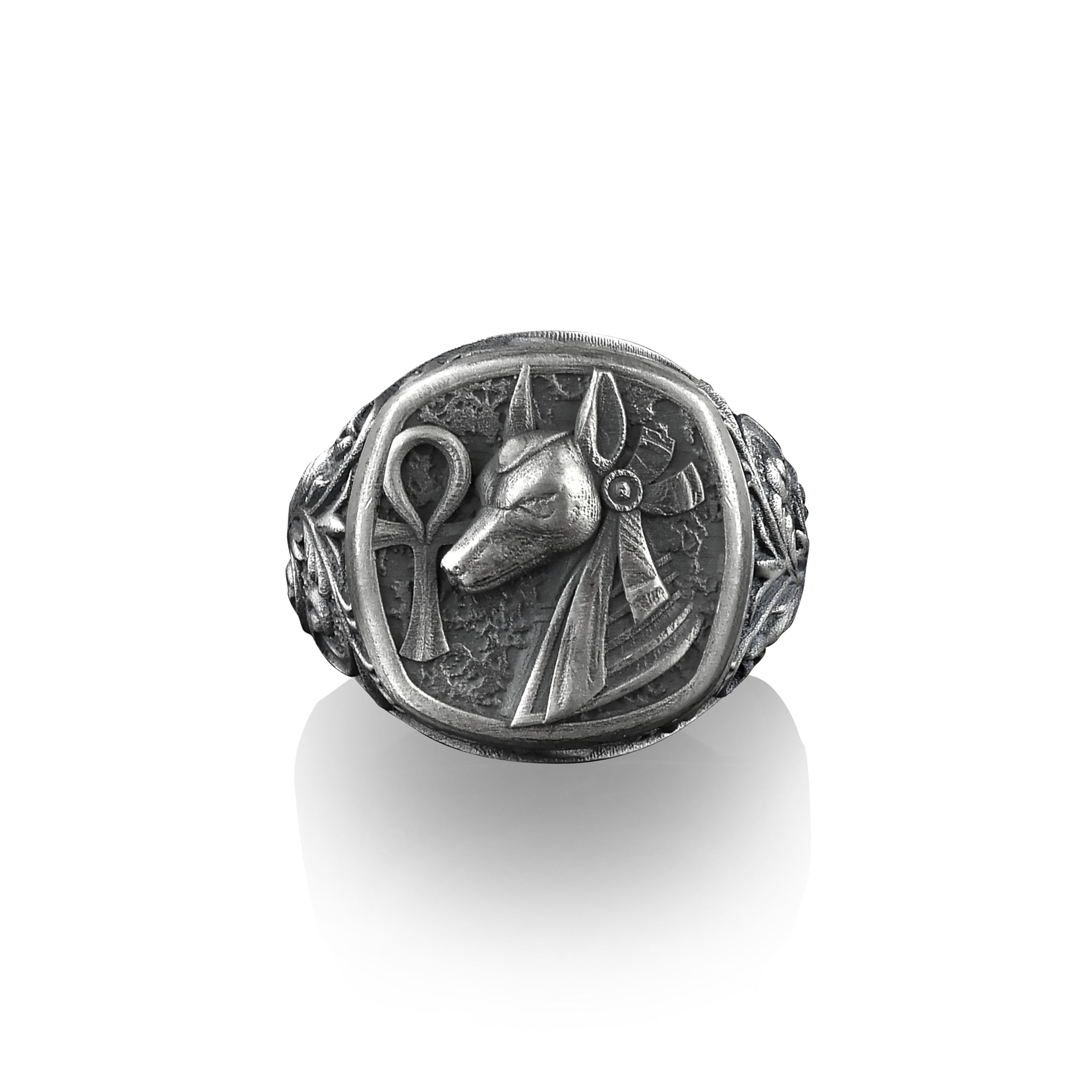 Anubis Egyptian God of The Dead, Sterling Silver Square Signet Ring ...