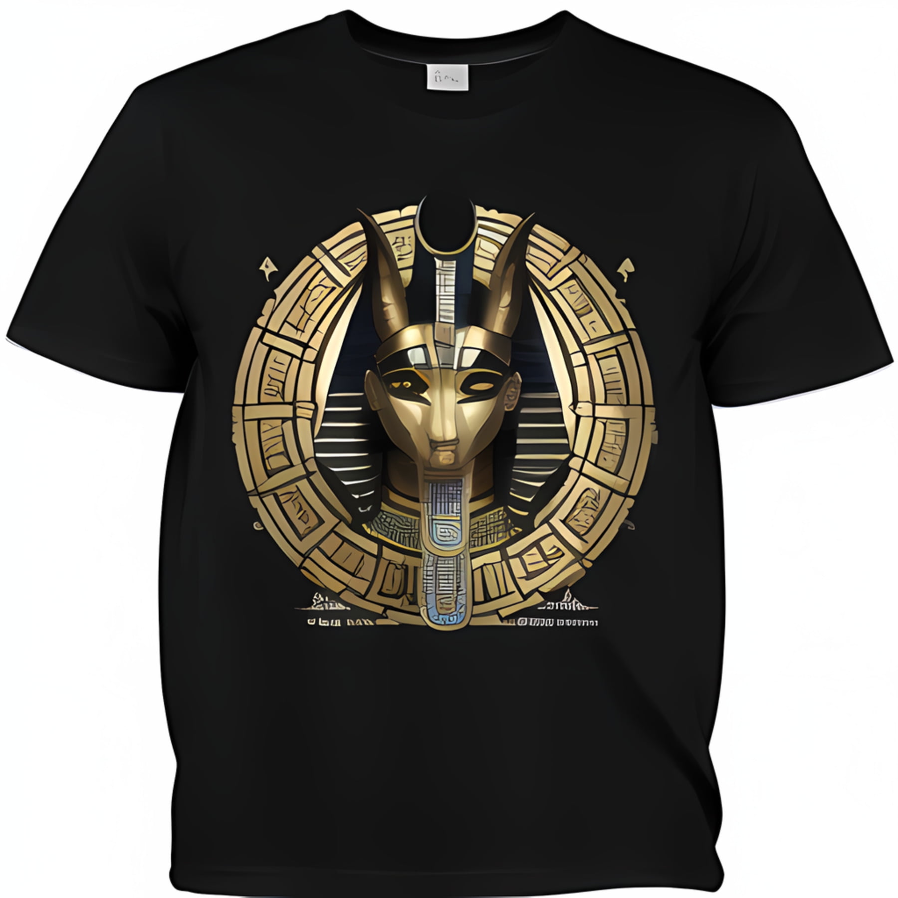 Anubis God Vector T-Shirt Design Golden Elements Hieroglyphs Ultra ...