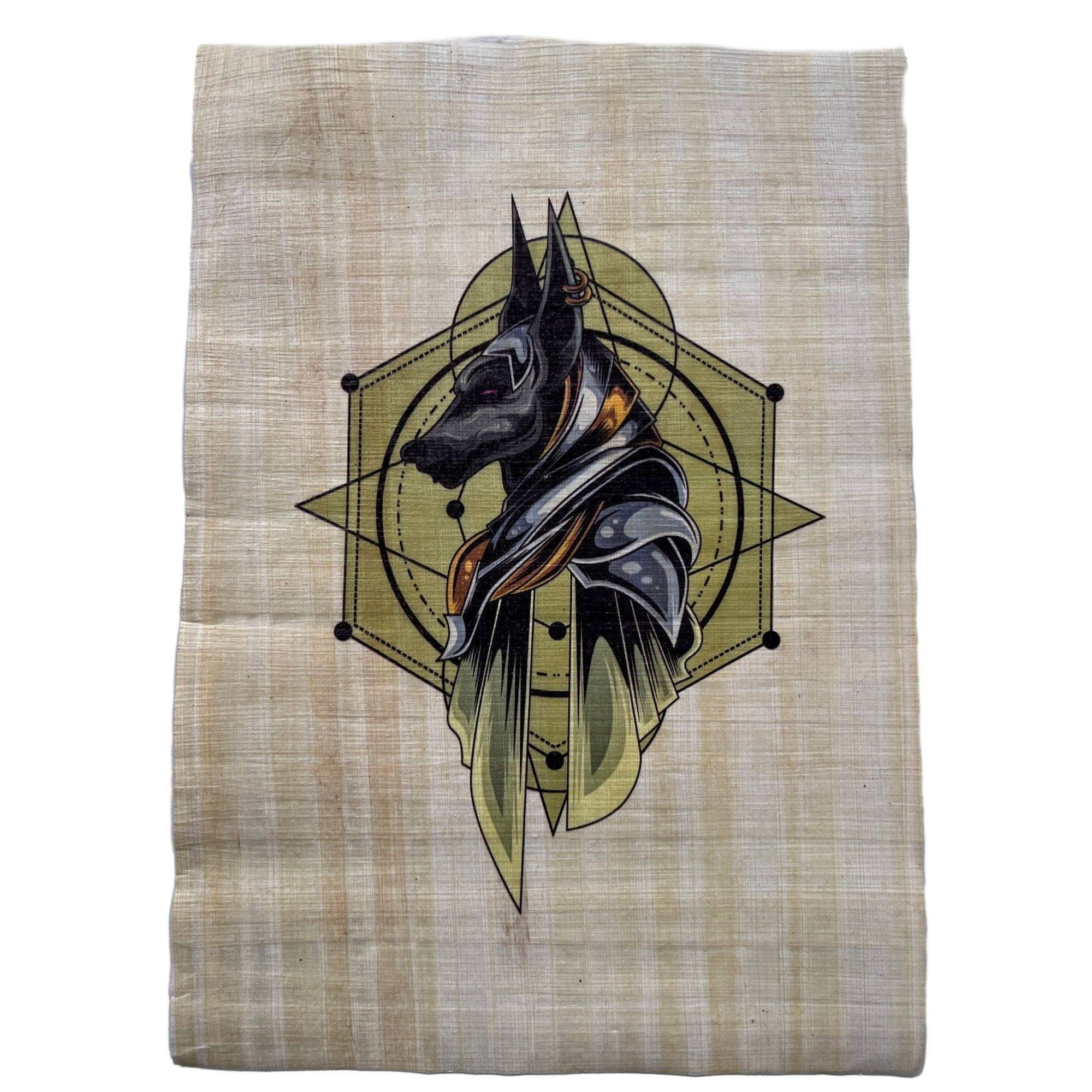 Anubis Sacred Geometry Wall Art Printing on Egyptian Papyrus, Authentic ...