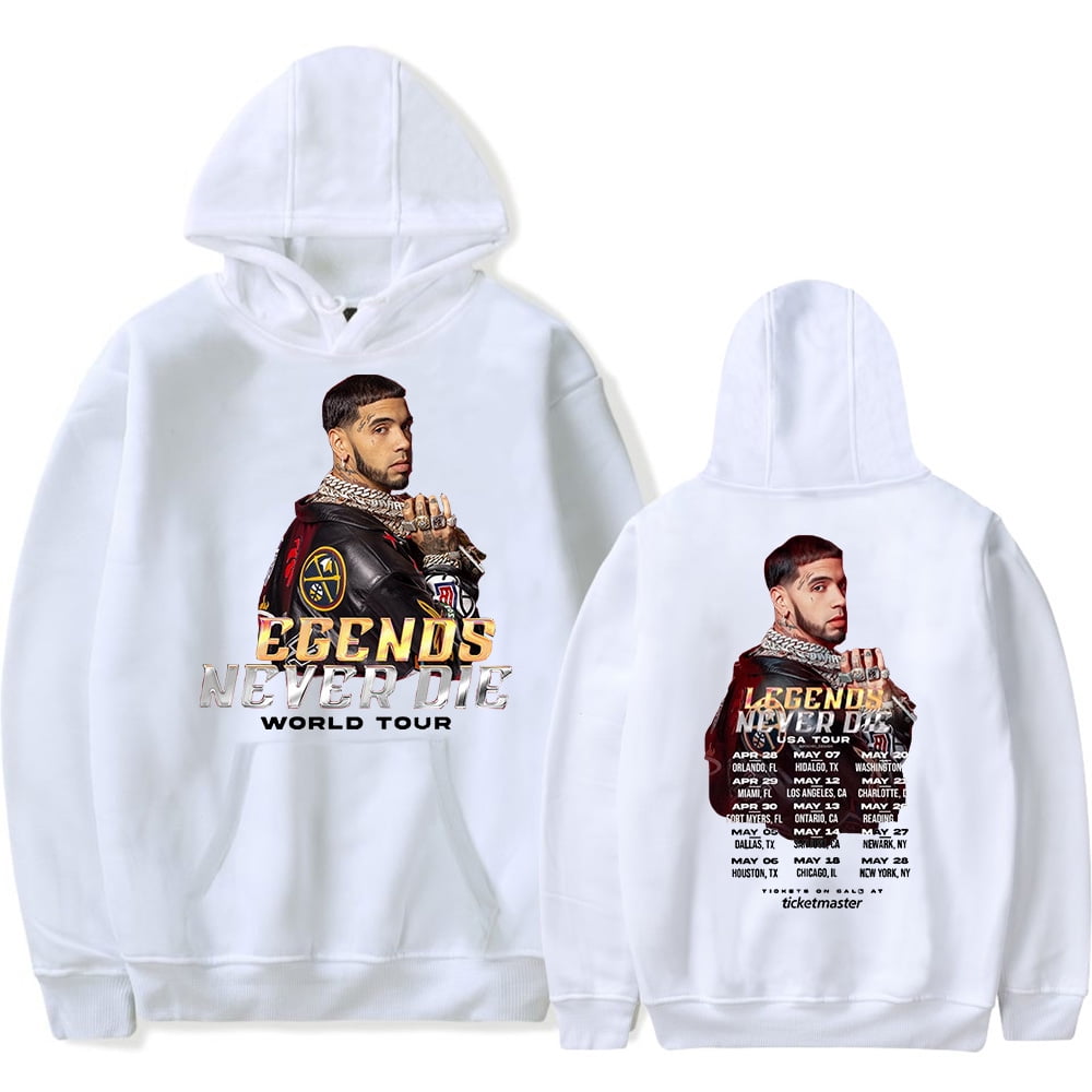 Anuel AA Hoodies Merch EGENDS NEVER DIE WORLD TOUR 2023 pop graphics ...