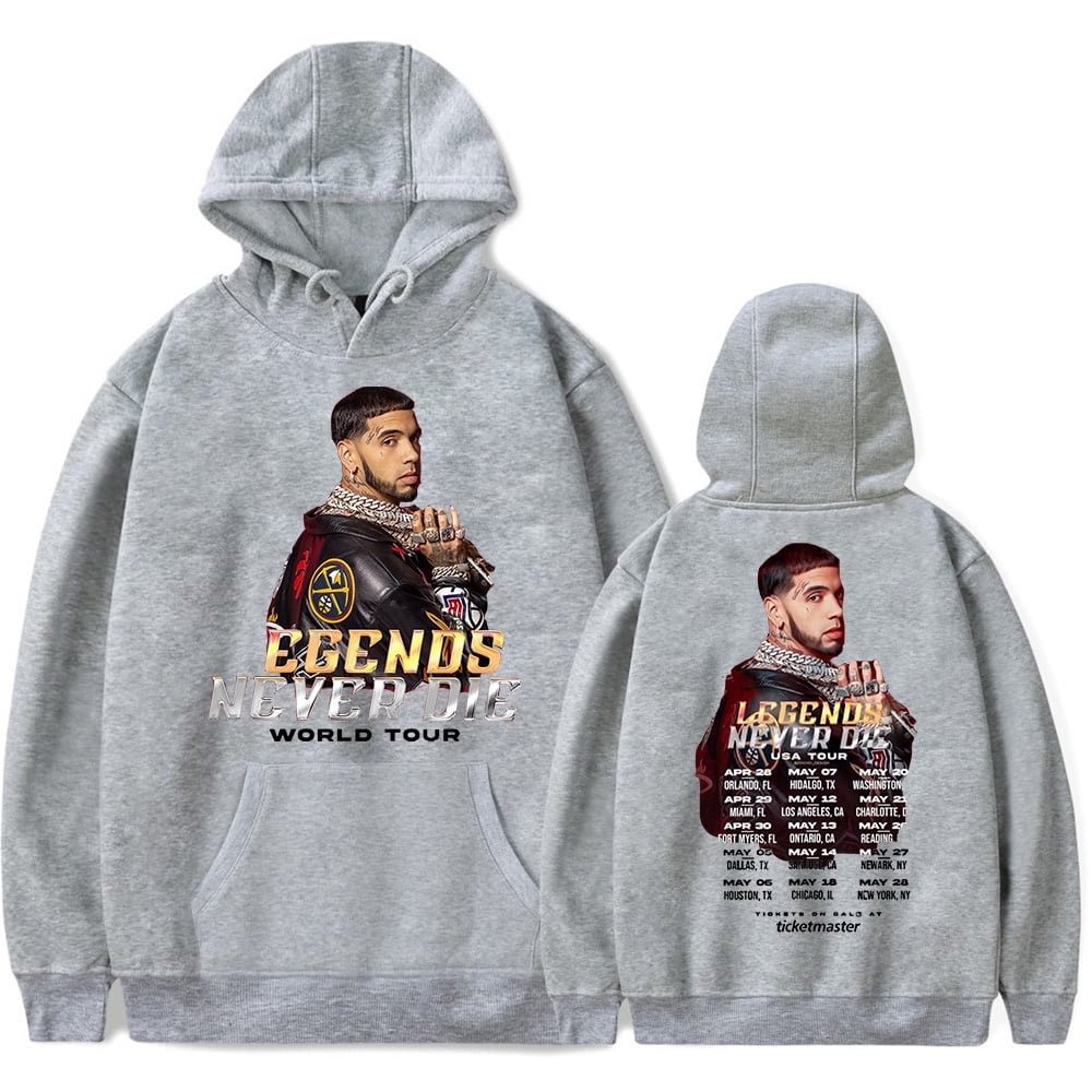 Anuel AA LEGENDS NEVER DIE WORLD TOUR Merch Unisex Hoodie Trendy Pop ...
