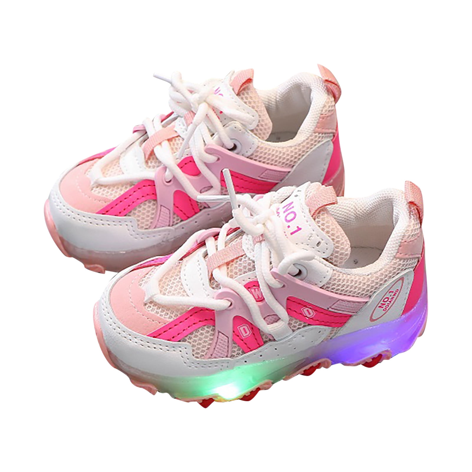 AnuirheiH Baby Girls Boys Sport Sneakers LED Light Up Shoes Lace Up Non ...