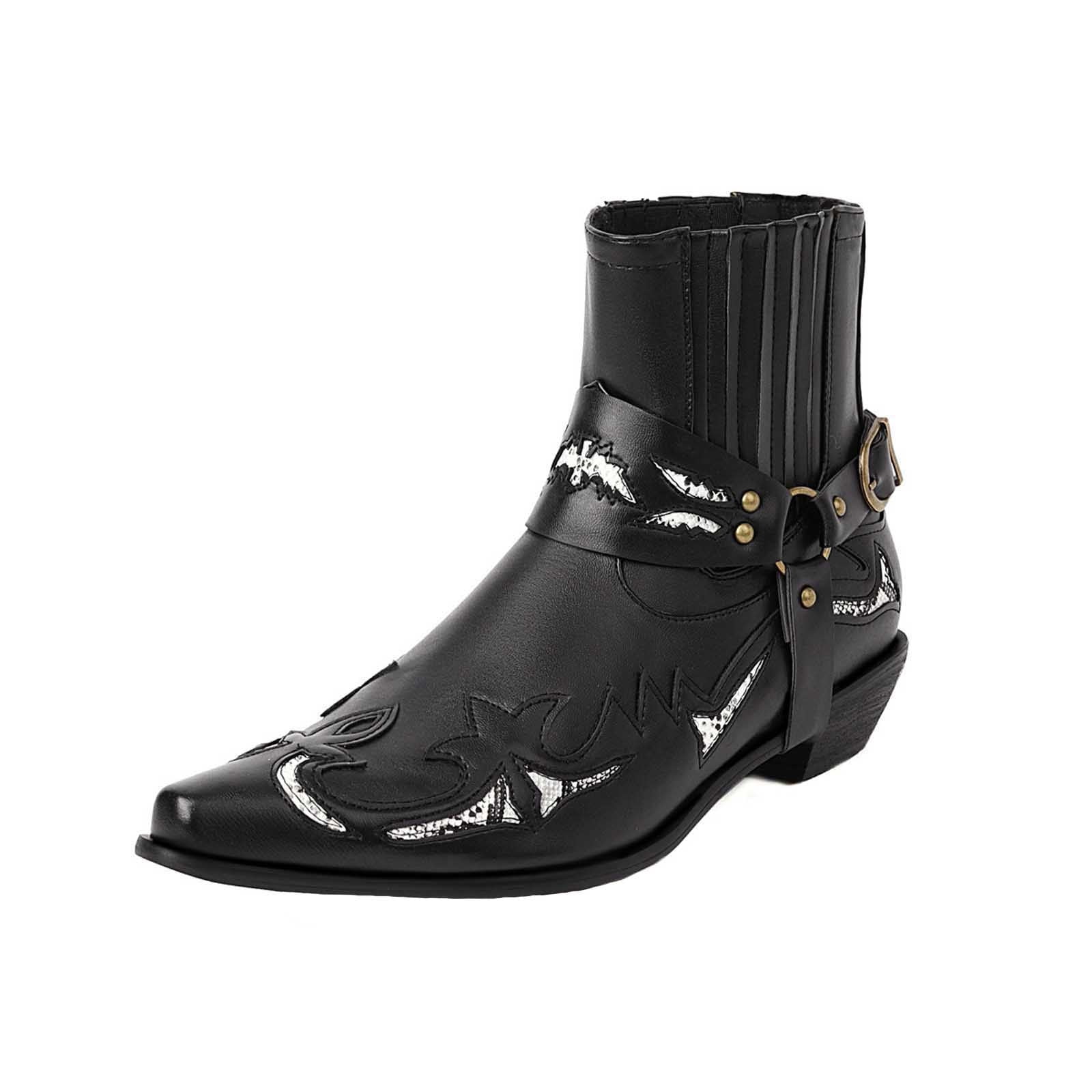 AnuirheiH Large Size Winter Boots for Mens Western Boots Embroidery ...