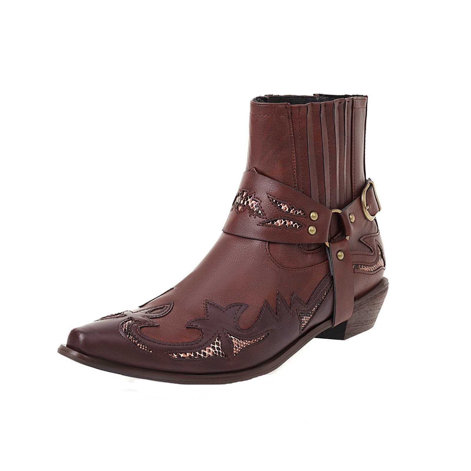 AnuirheiH Large Size Winter Boots for Mens Western Boots Embroidery ...