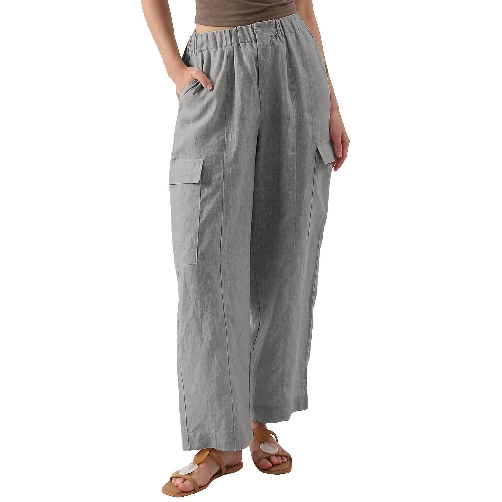 AnuirheiH Lounge Pants for Women Fall Fashion Casual Pocket Button ...