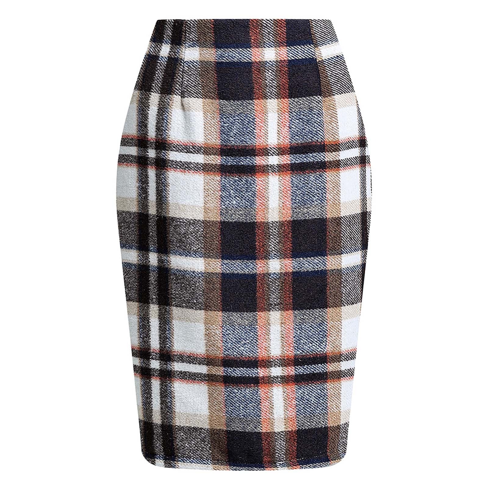 AnuirheiH Women's Plaid Midi Skirts 2023 Fall Pencil Skirt Skirt Winter ...