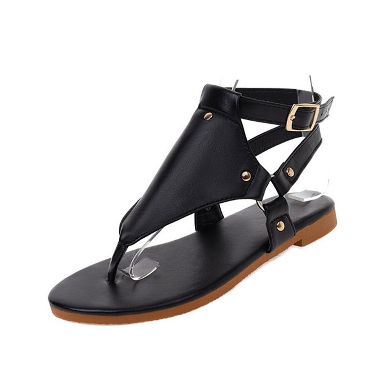 Anuirheih Casual Flip Flops for Women, Ankle Buckle Strap Roman Shoes ...