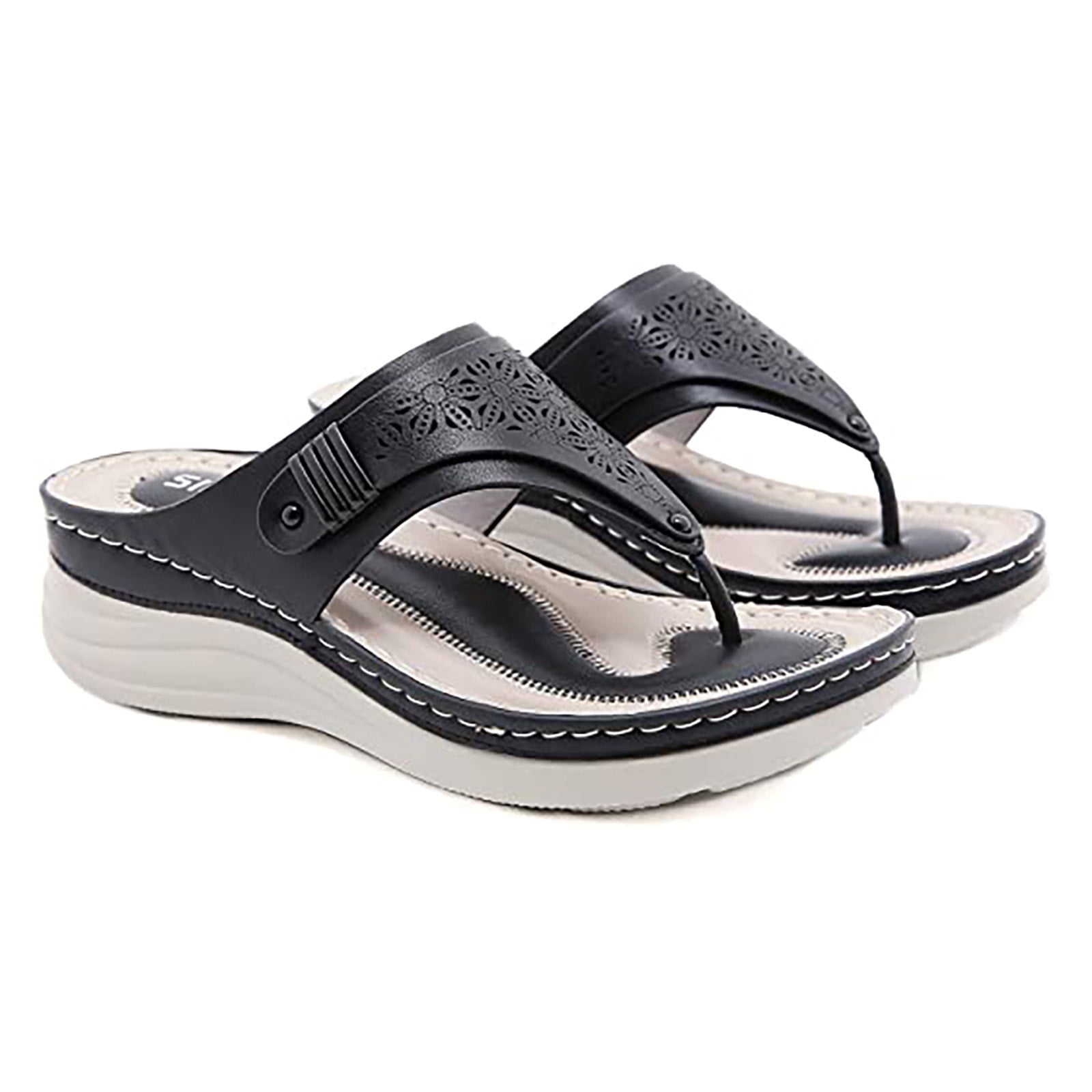 Anuirheih Slip on Sandals Women,Ladies Sandals Thong Sandals Wedge ...