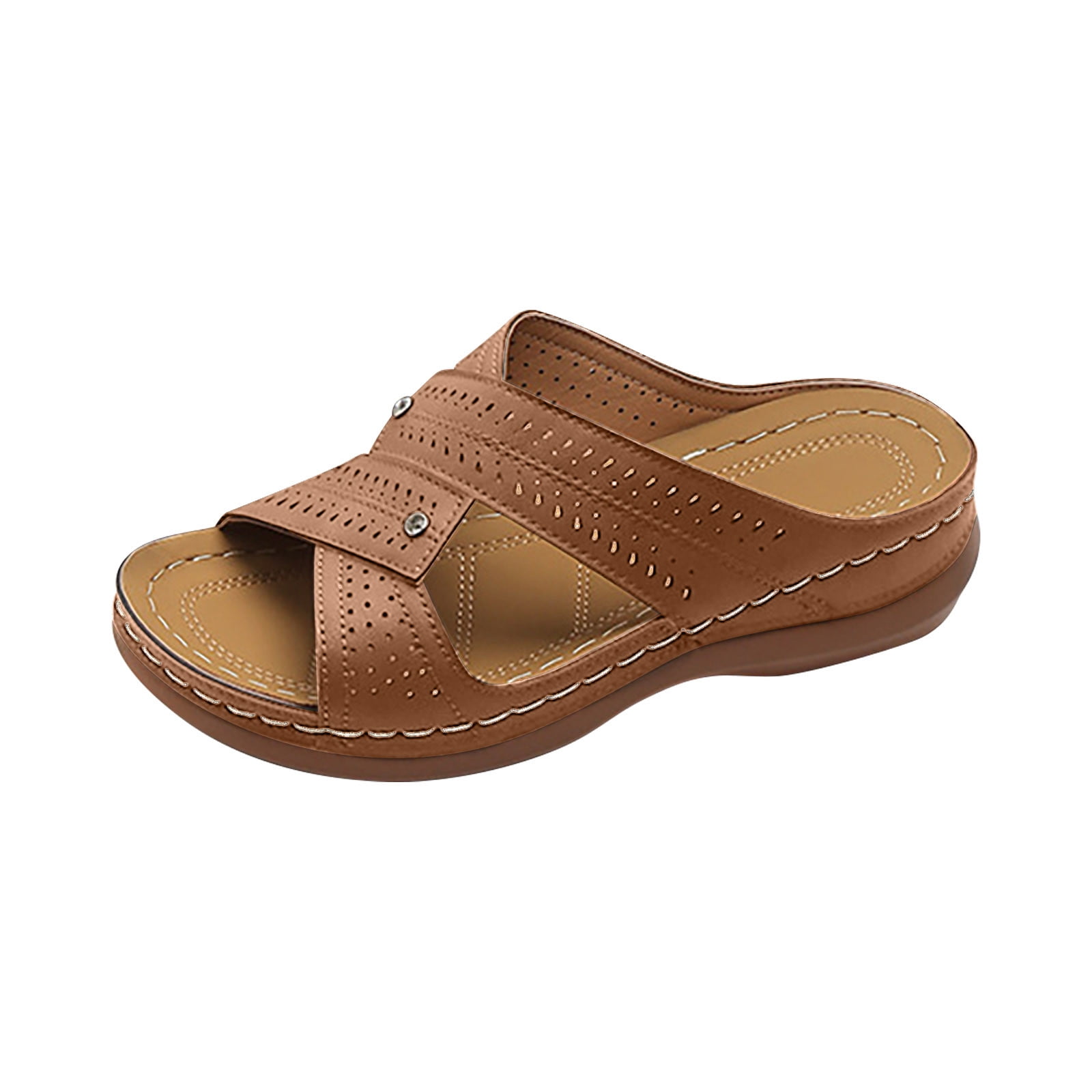 Anuirheih Crisscross Strap Wedge Sandals for Women, Slip On Wedge ...