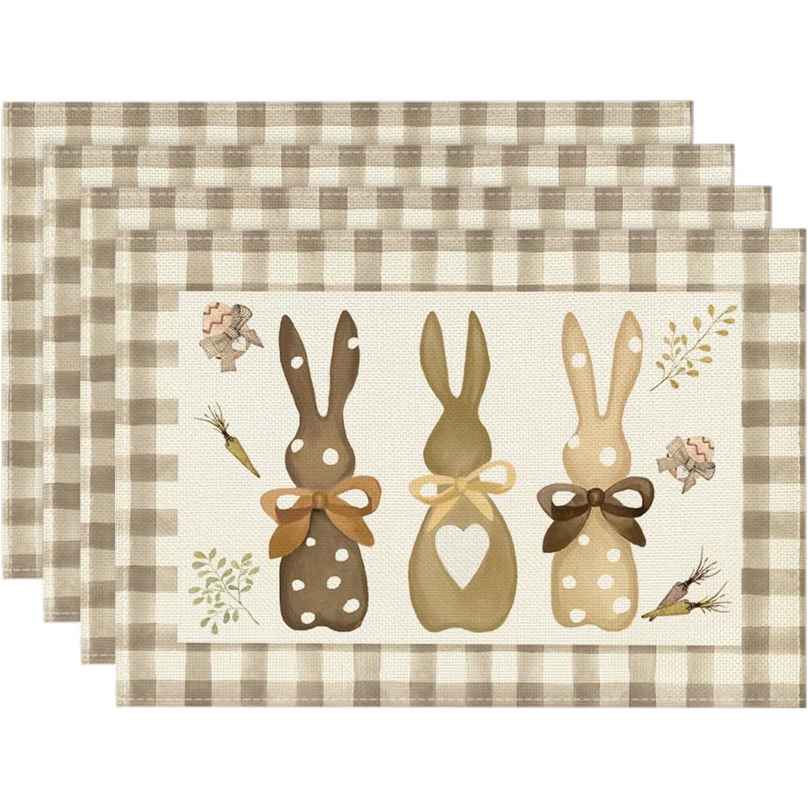 Anuirheih Easter Placemats 18x12'', Vintage Easter Bunny Linen Washable ...
