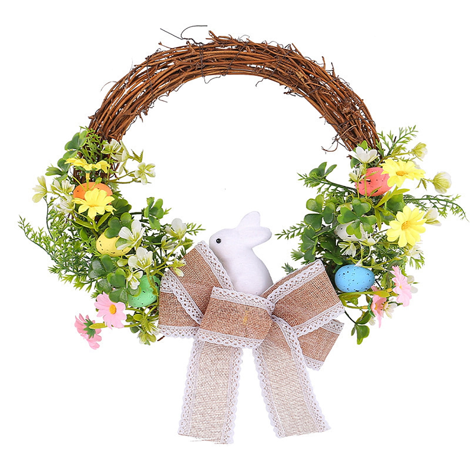 Anuirheih Easter Wreath for Front Door Outside, Easter Eggs Wreath with ...