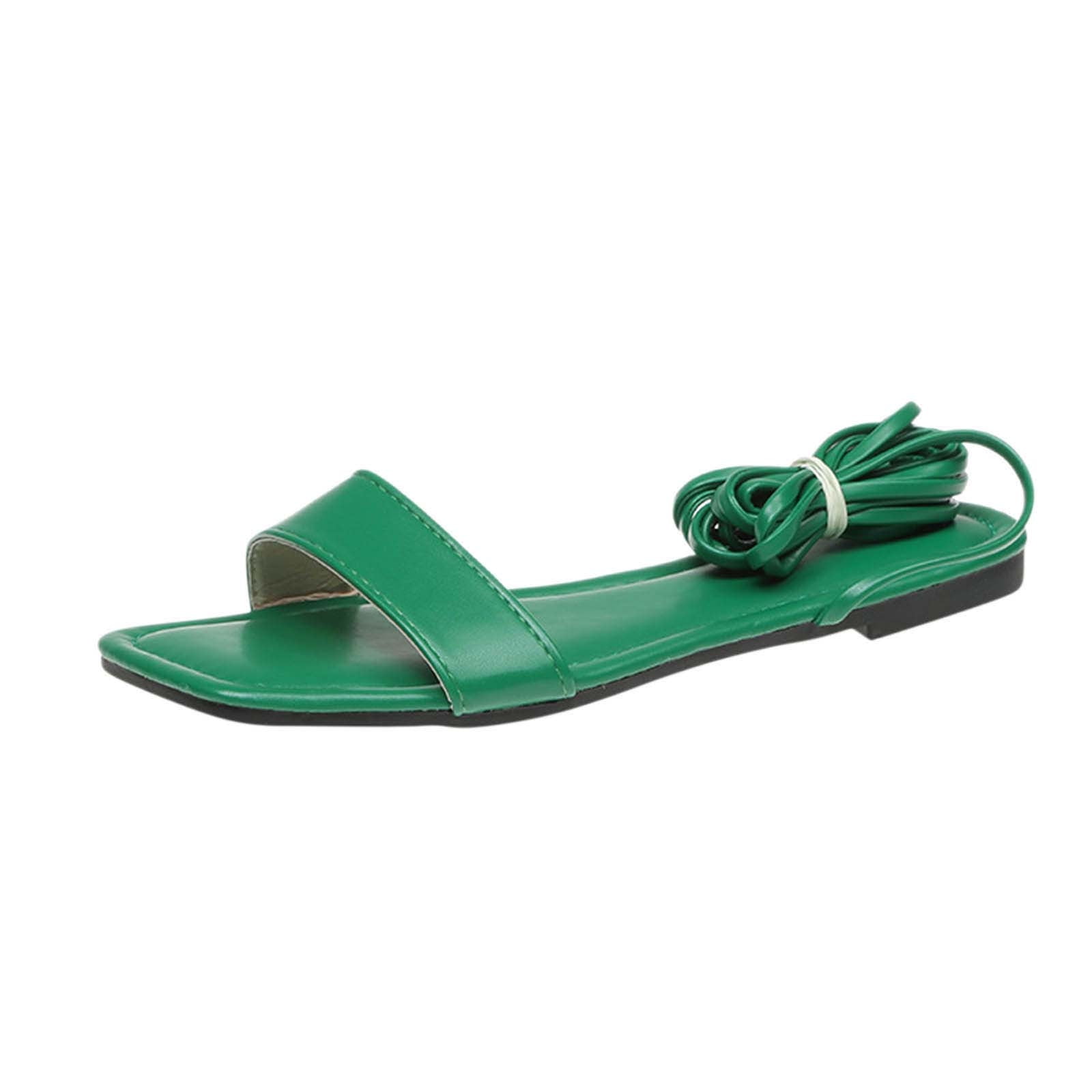 Anuirheih Lace up Sandals Tie up Dress Summer Flat Sandals for Women ...