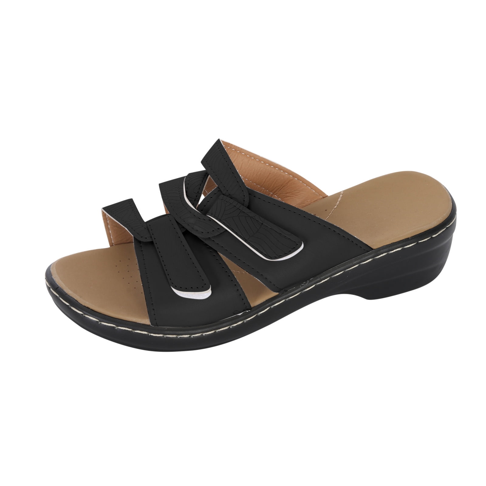 Anuirheih Wedge Low Heel Slippers Sandals for Women Slip On Platform ...