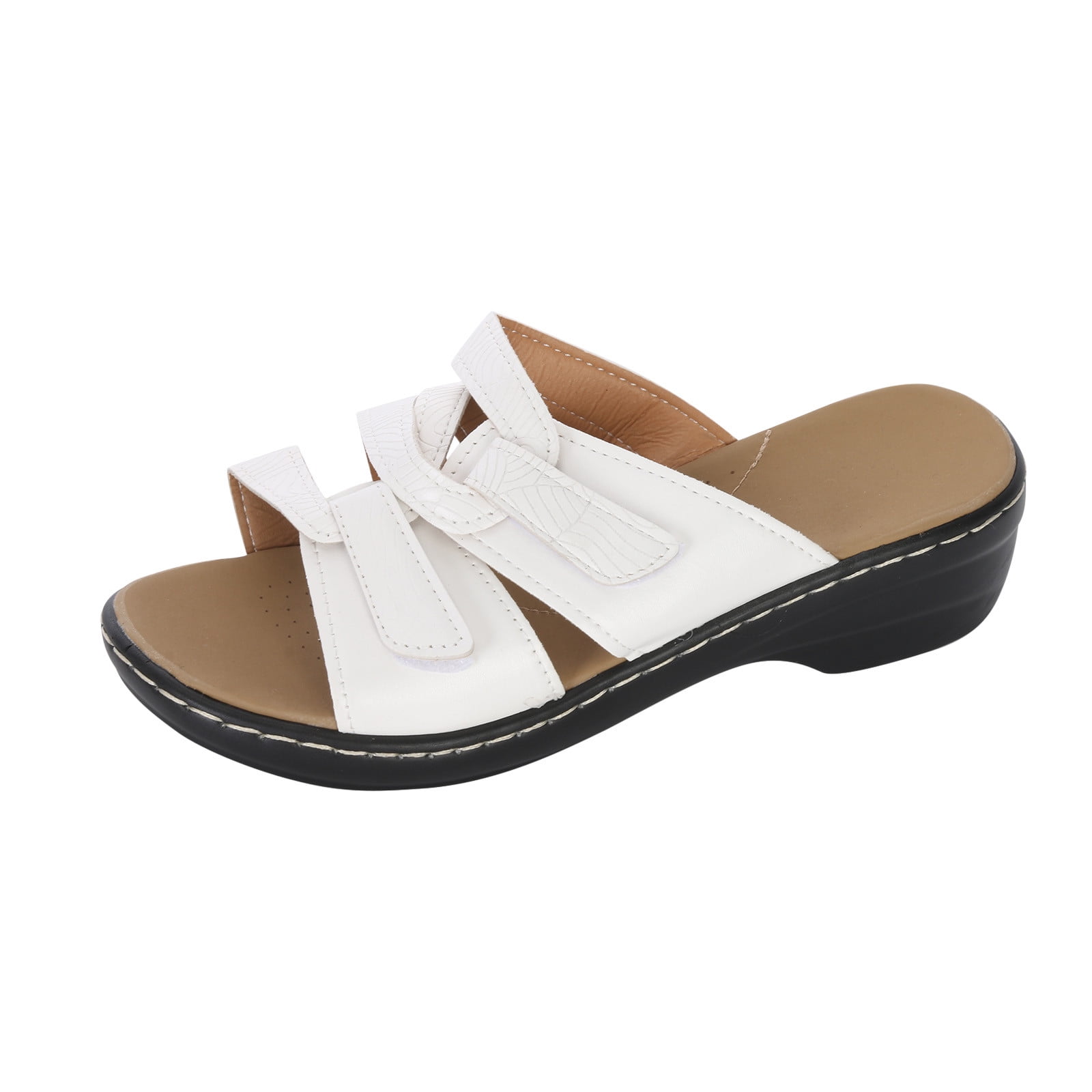 Anuirheih Wedge Low Heel Slippers Sandals for Women Slip On Platform ...