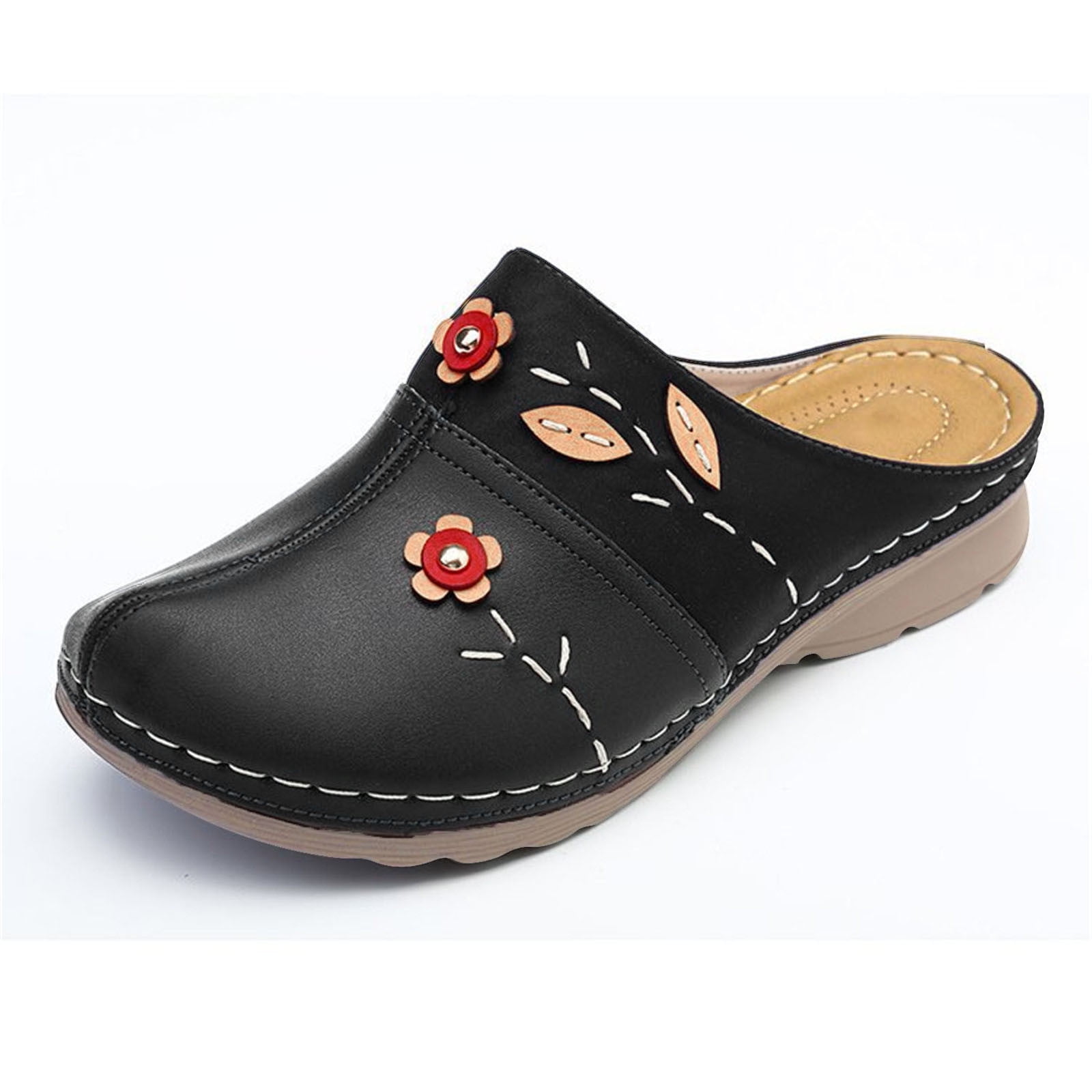 Anuirheih Women Mules Backless Sandals Comfortable Clogs Closed Toe ...