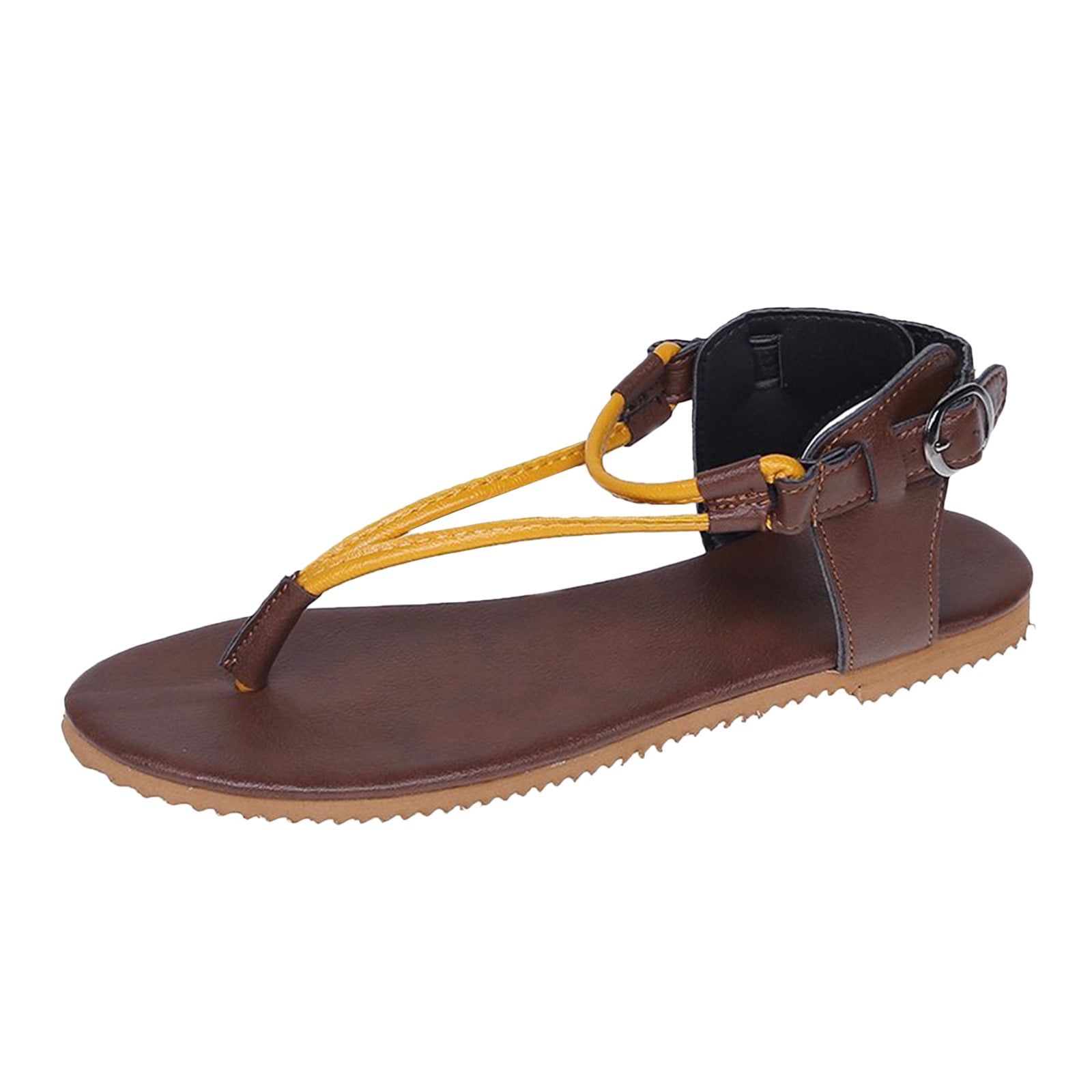 Anuirheih Women Sandals Summer Cool Shoes Beach Shoes Flat Heel Roman ...