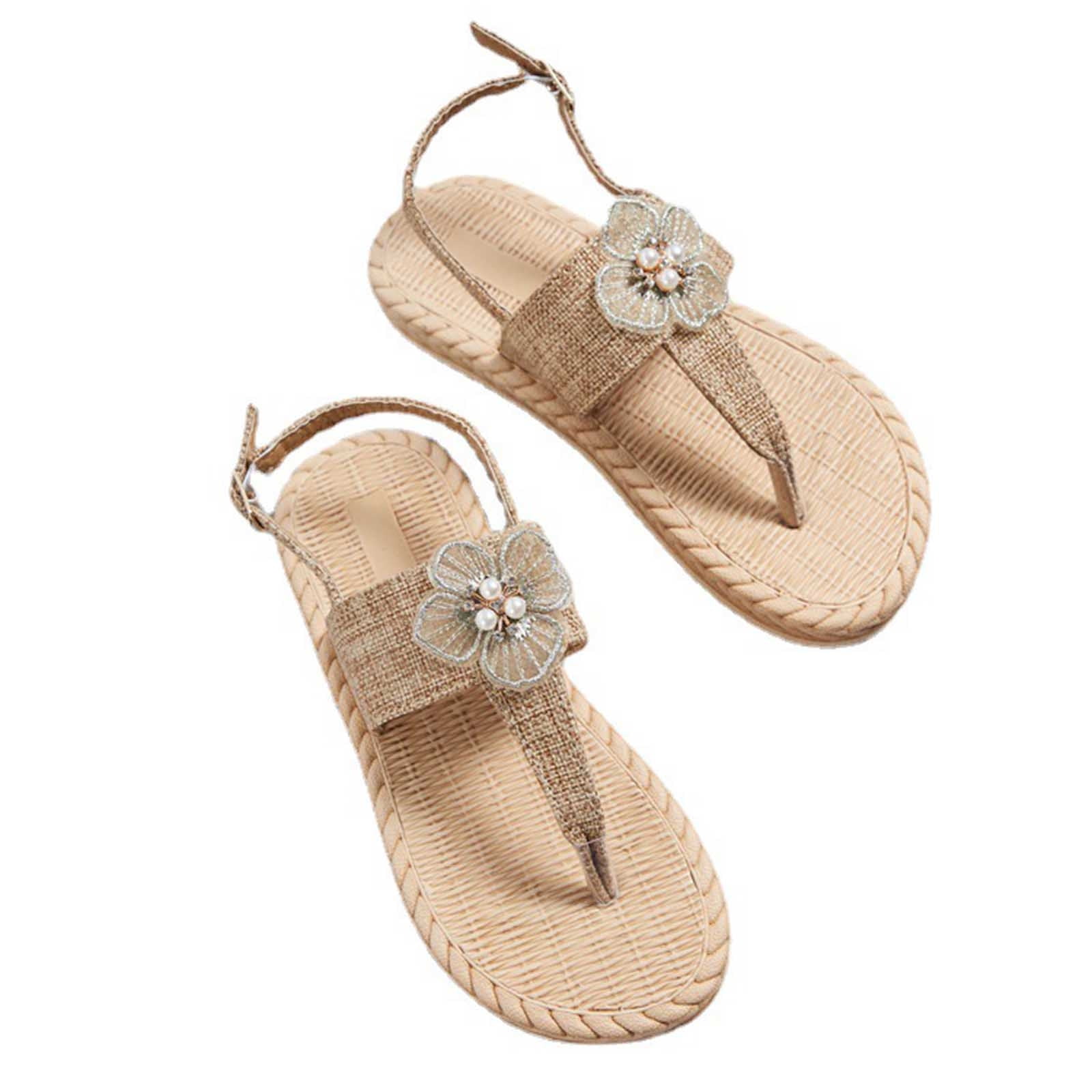 Anuirheih Women Summer Flat Sandals Rope Open Toe Shoes Woven Sandals ...