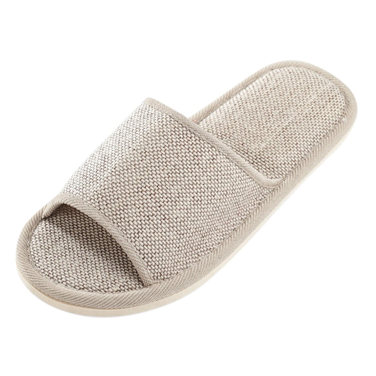 Anuirheih Women's Breathable Open Toe Casual Cotton Linen Slippers ...