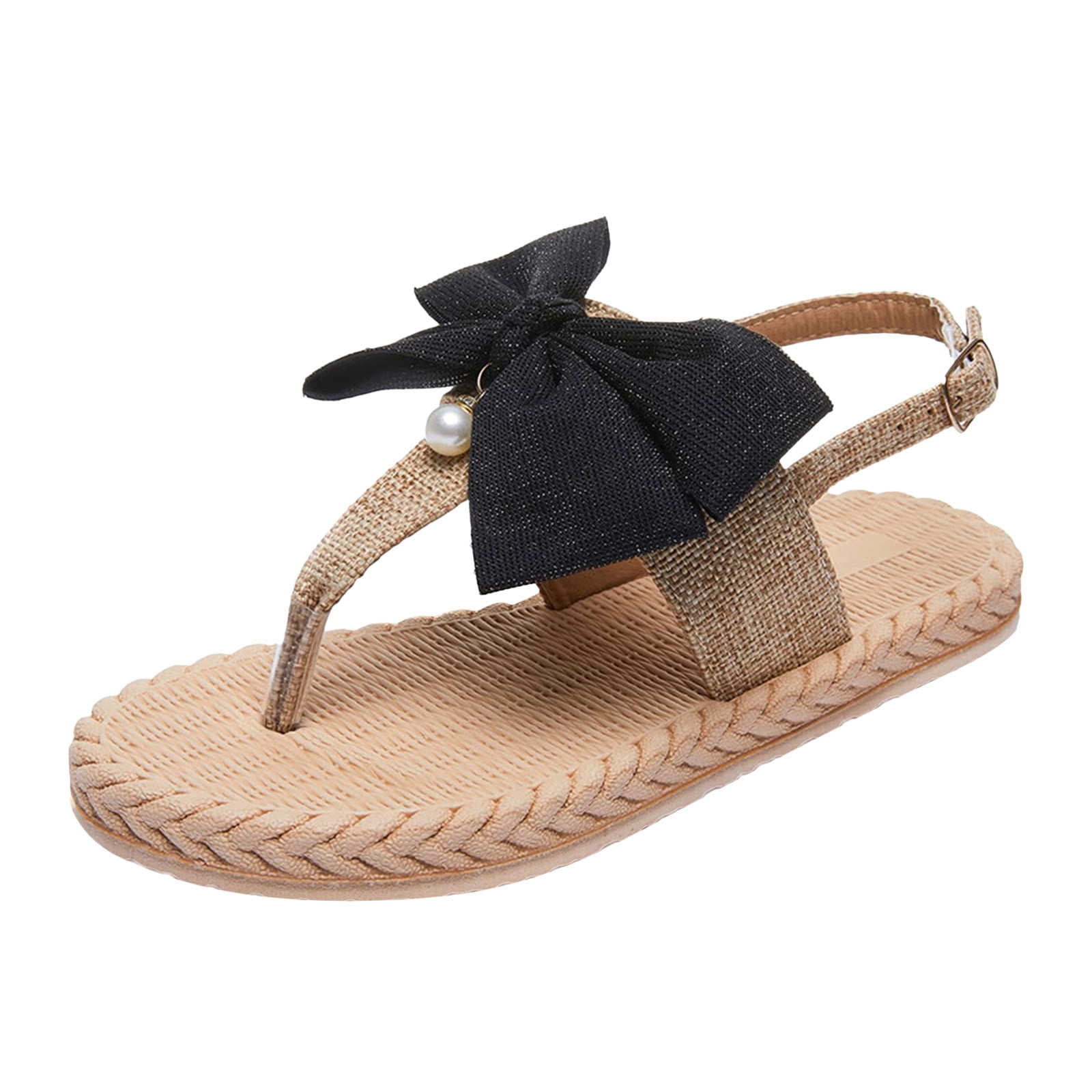 Anuirheih Women's Summer Flax Rope Knitted Flat Shoes Versatile Flip ...