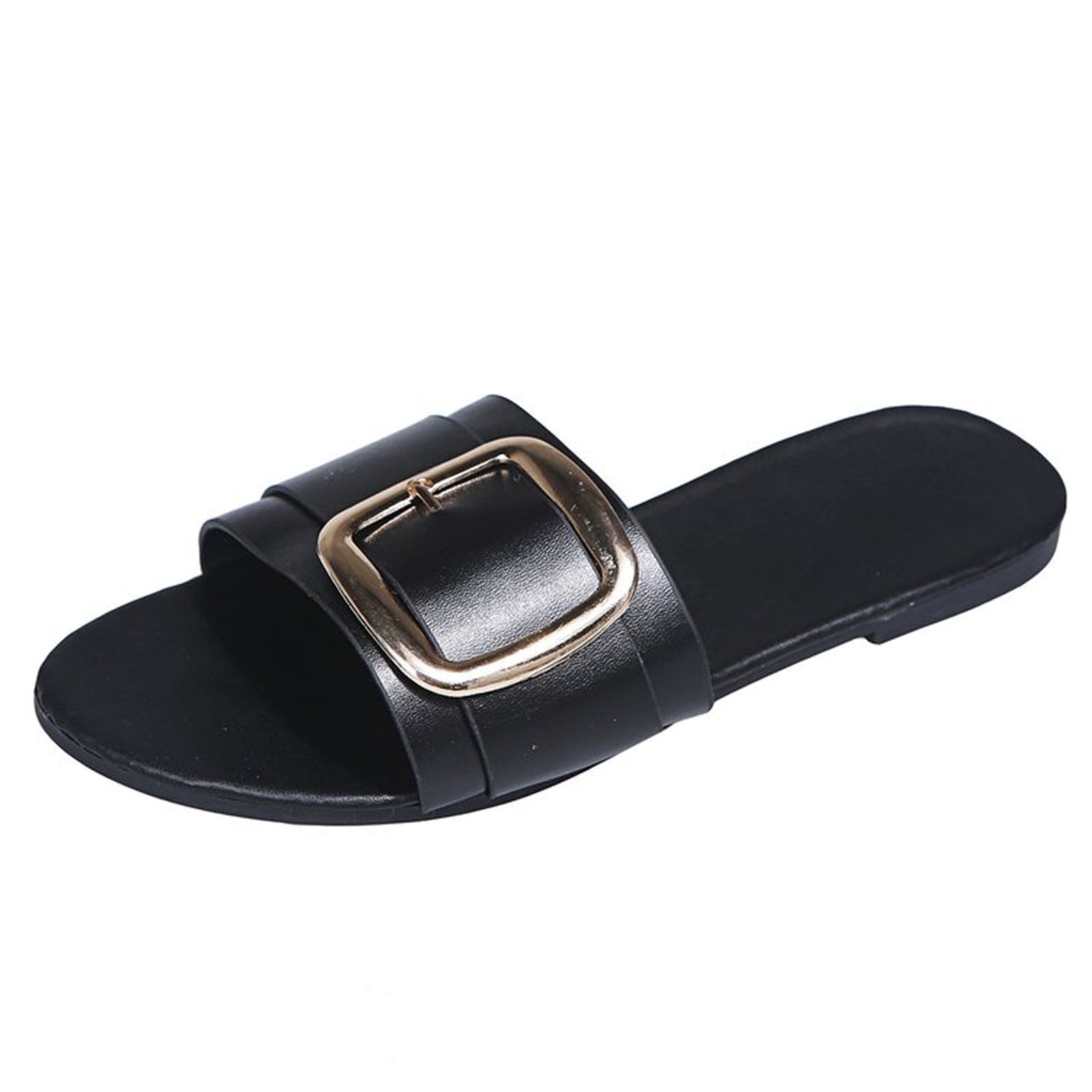 Anuirheih Womens Flat Sandals, Open Toe Slides Adjustable Slip On ...