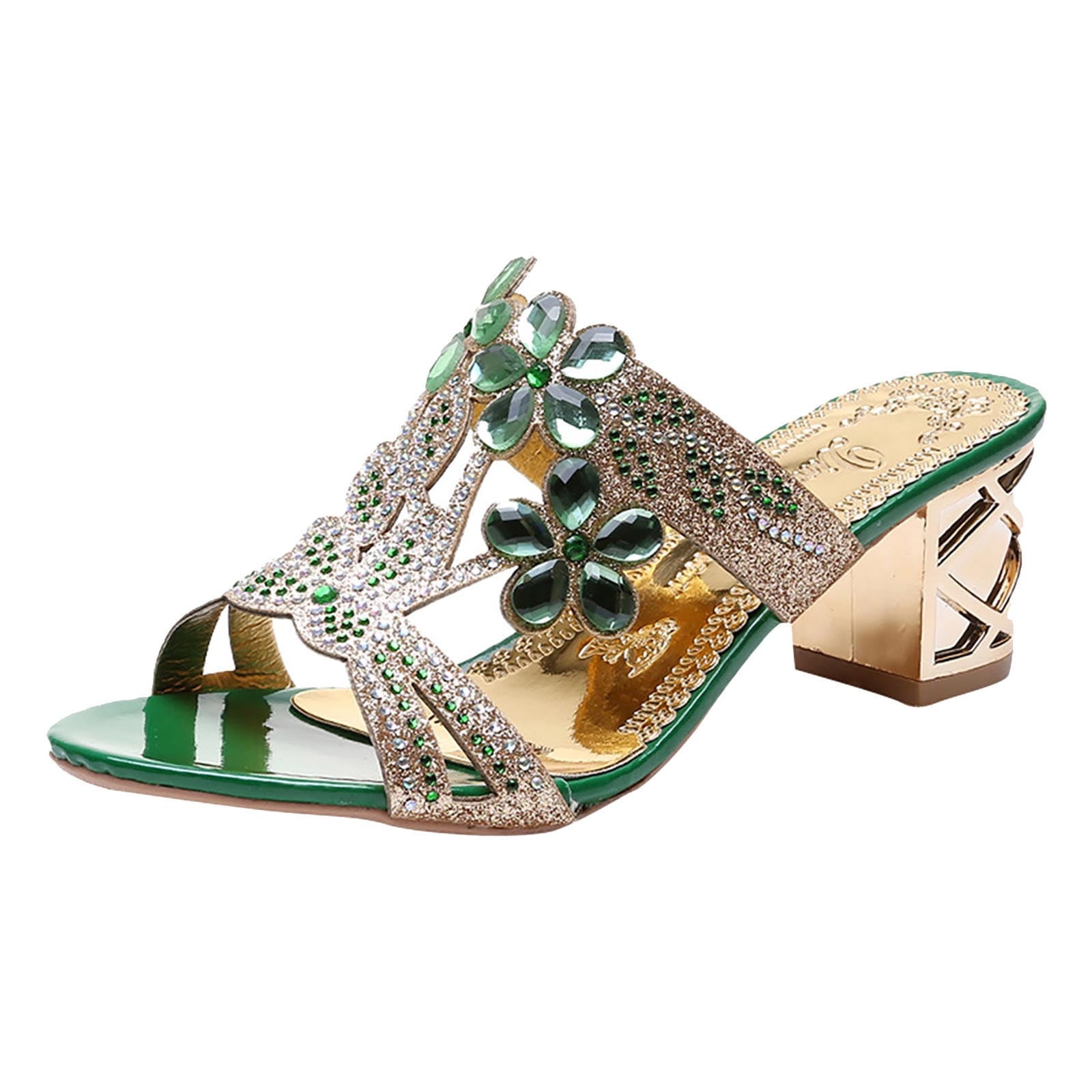 Anuirheih Womens Slides Sandals Pointed Open Toe Strap Heels Summer ...