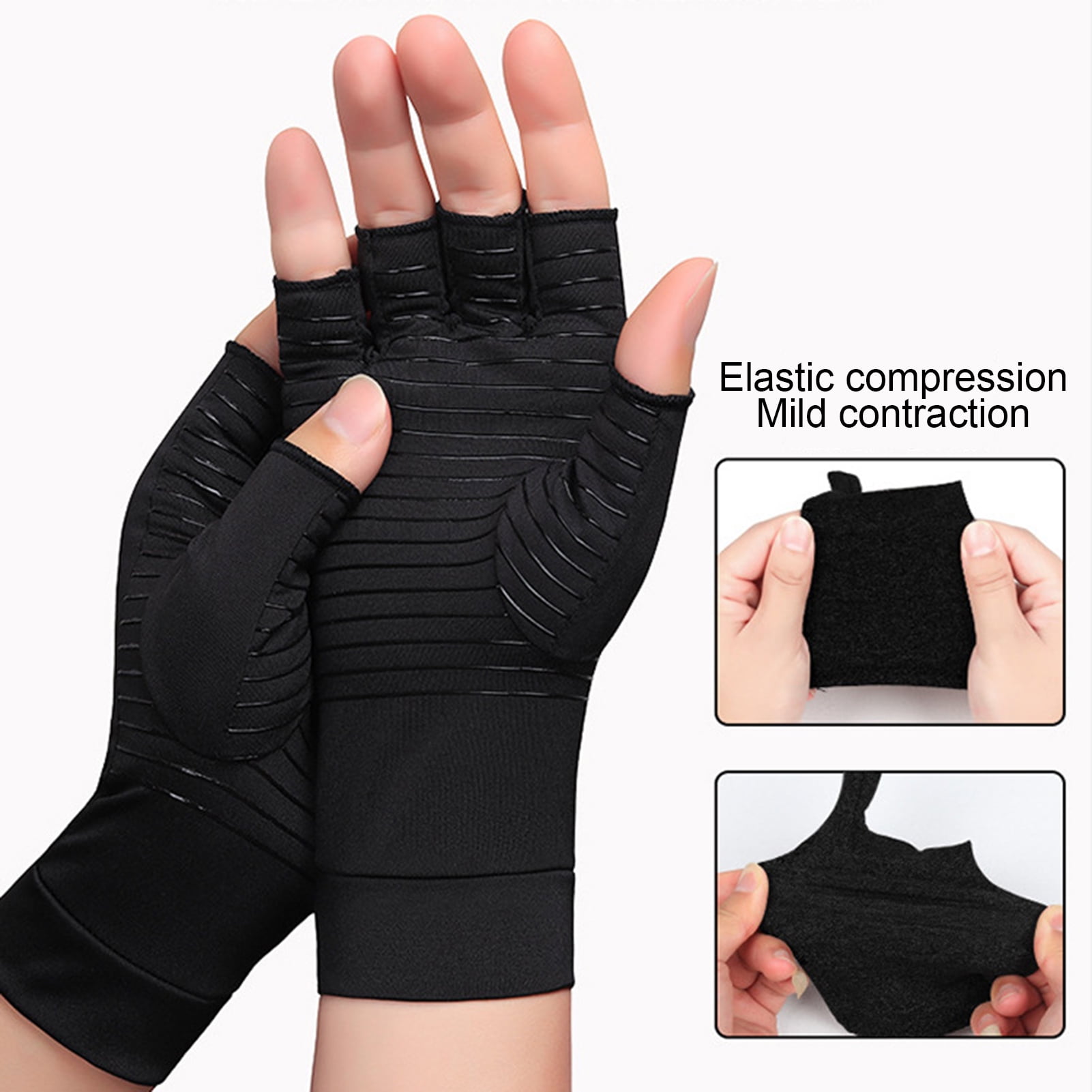 Anvazise 1 Pair Half Finger Wrist Protective Elastic Ridding Gloves ...