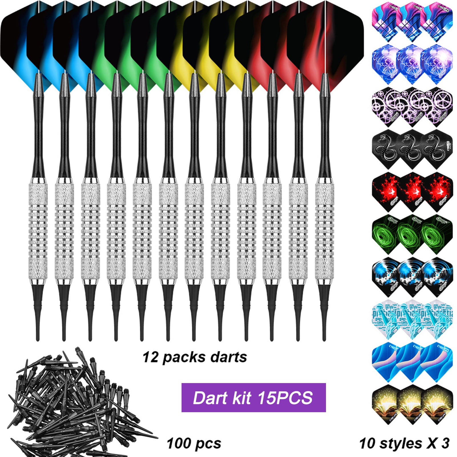 Anvazise 1 Set Dart Kit Bendable Colorful Multiple Styles Metal Dart ...