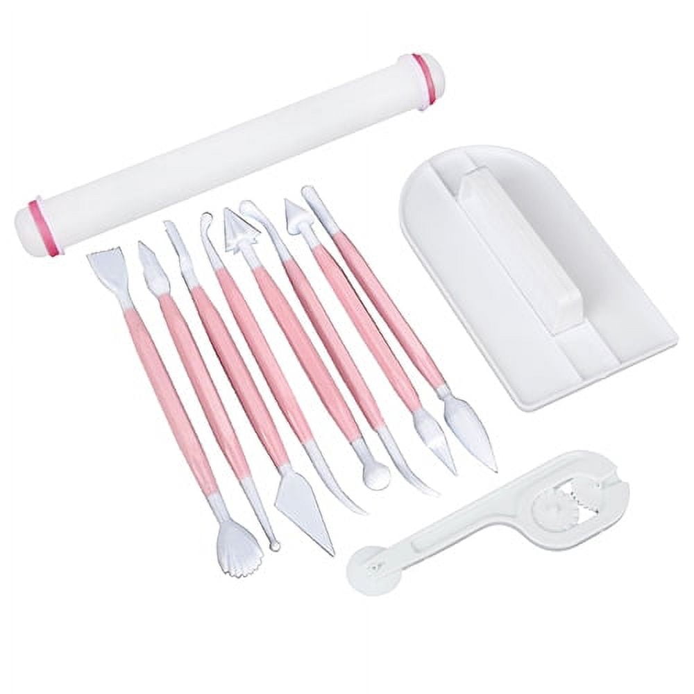 Anvazise 11 Pcs Sugarcraft Fondant Smoother Cutter Embosser Baking ...