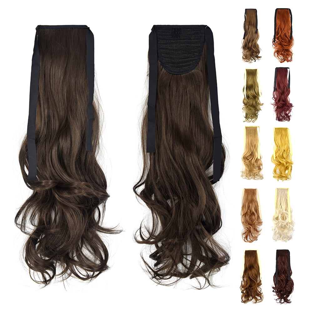 Anvazise 20 inch Synthetic Fiber Clip in Curly Ponytail Fake Wig Hair ...