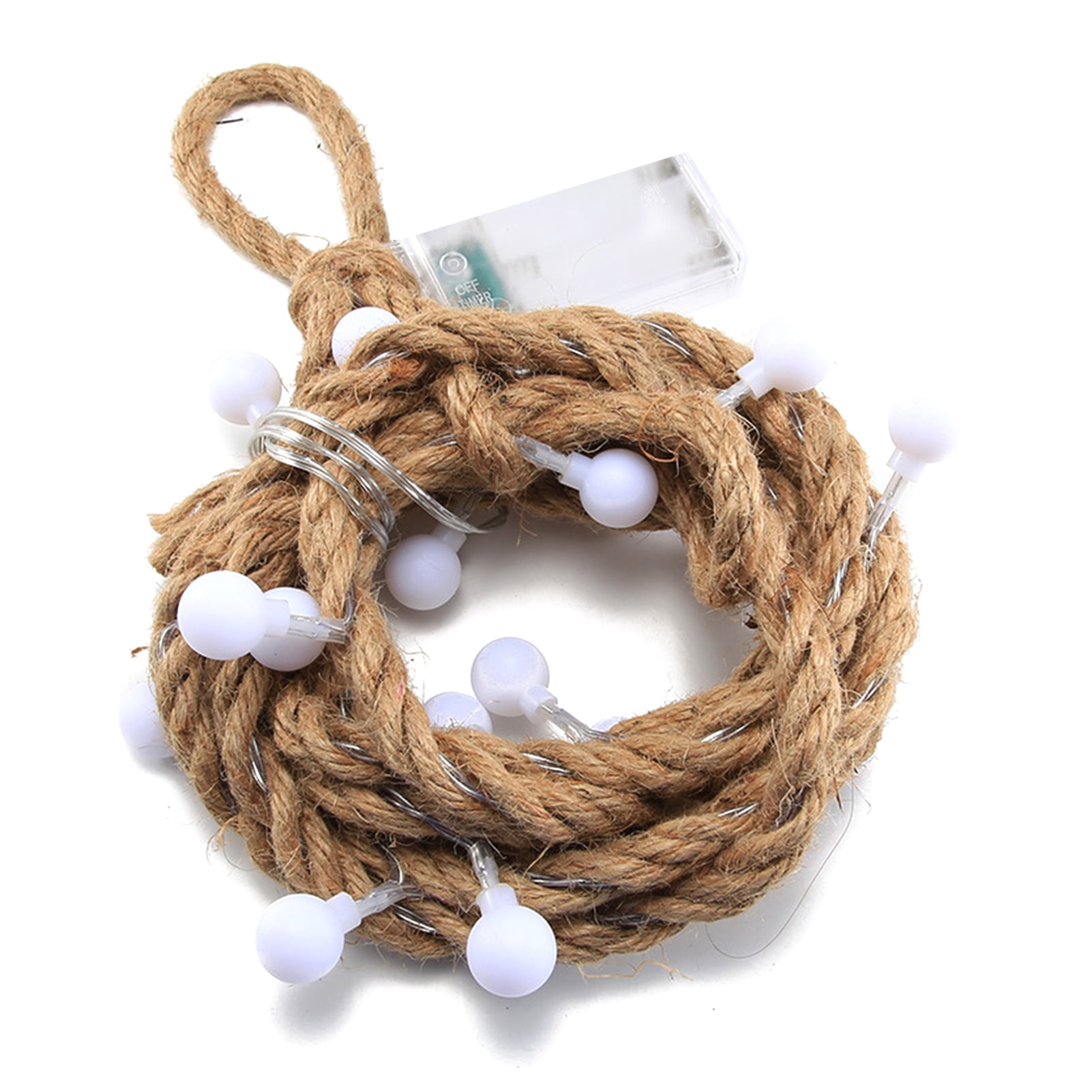 Anvazise 200cm LED String Light Ball Bulb Shape Hemp Rope Warm Lighting ...