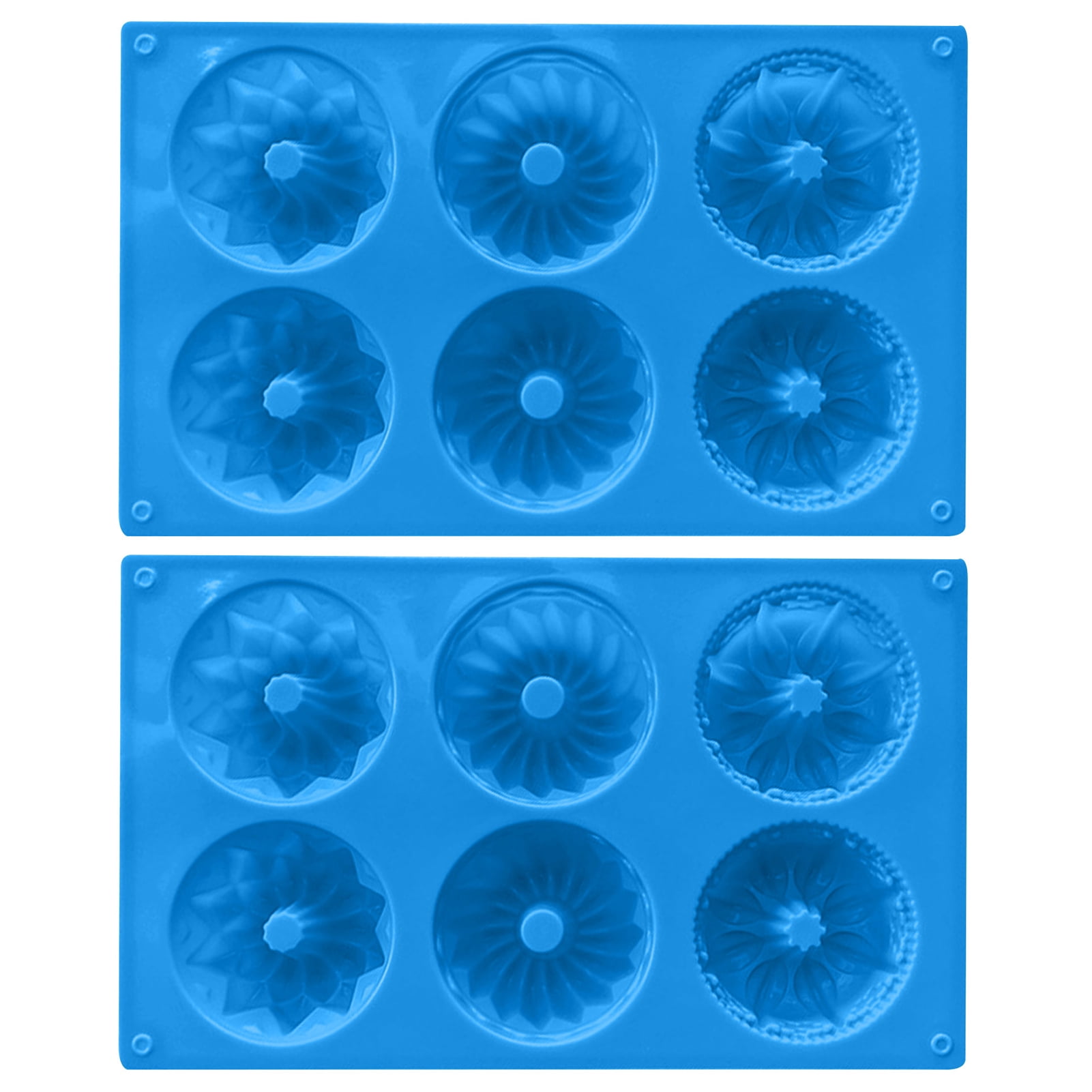 Anvazise 2Pcs Silicone Mini Bundt Cake Mold 3 Shapes 6-Grids BPA-Free ...