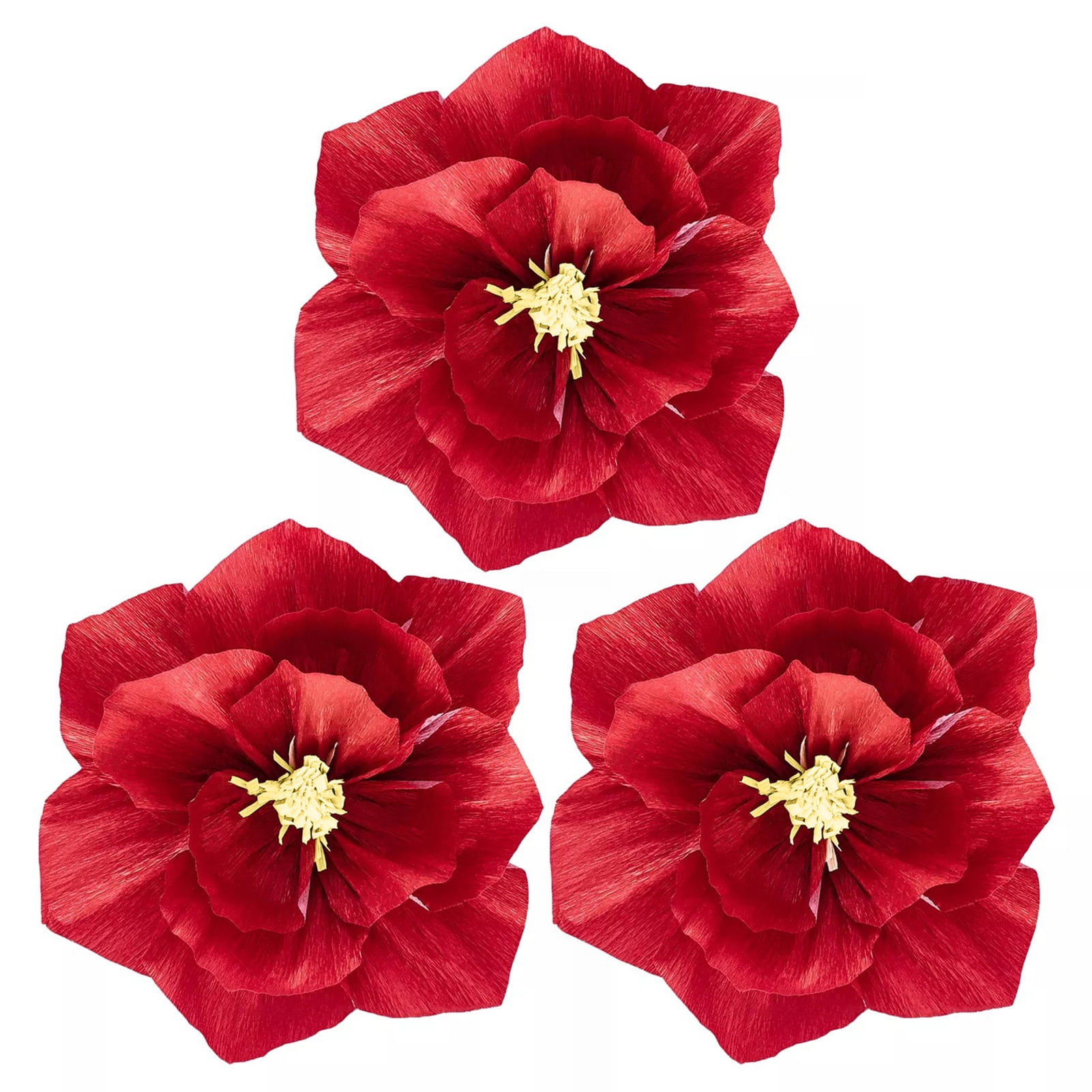 Anvazise 3Pcs Crepe Paper Flowers 3D Visual Effects Realistic Create ...