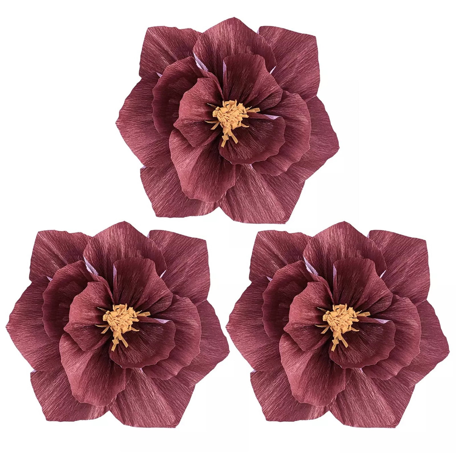 Anvazise 3Pcs Crepe Paper Flowers 3D Visual Effects Realistic Create ...