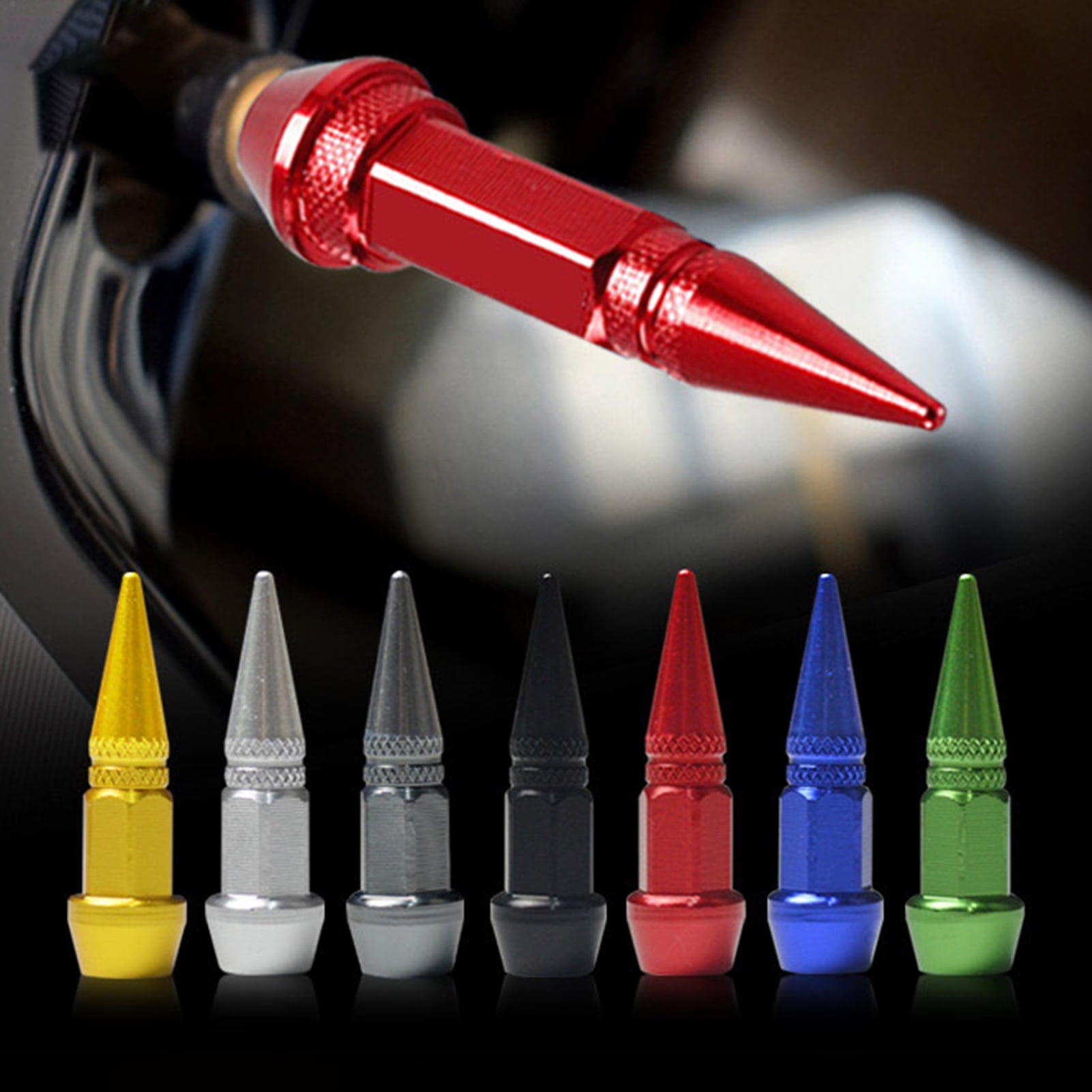 Anvazise 4Pcs Tire Valve Stem Cover Spiked Design Dustproof Aluminum ...