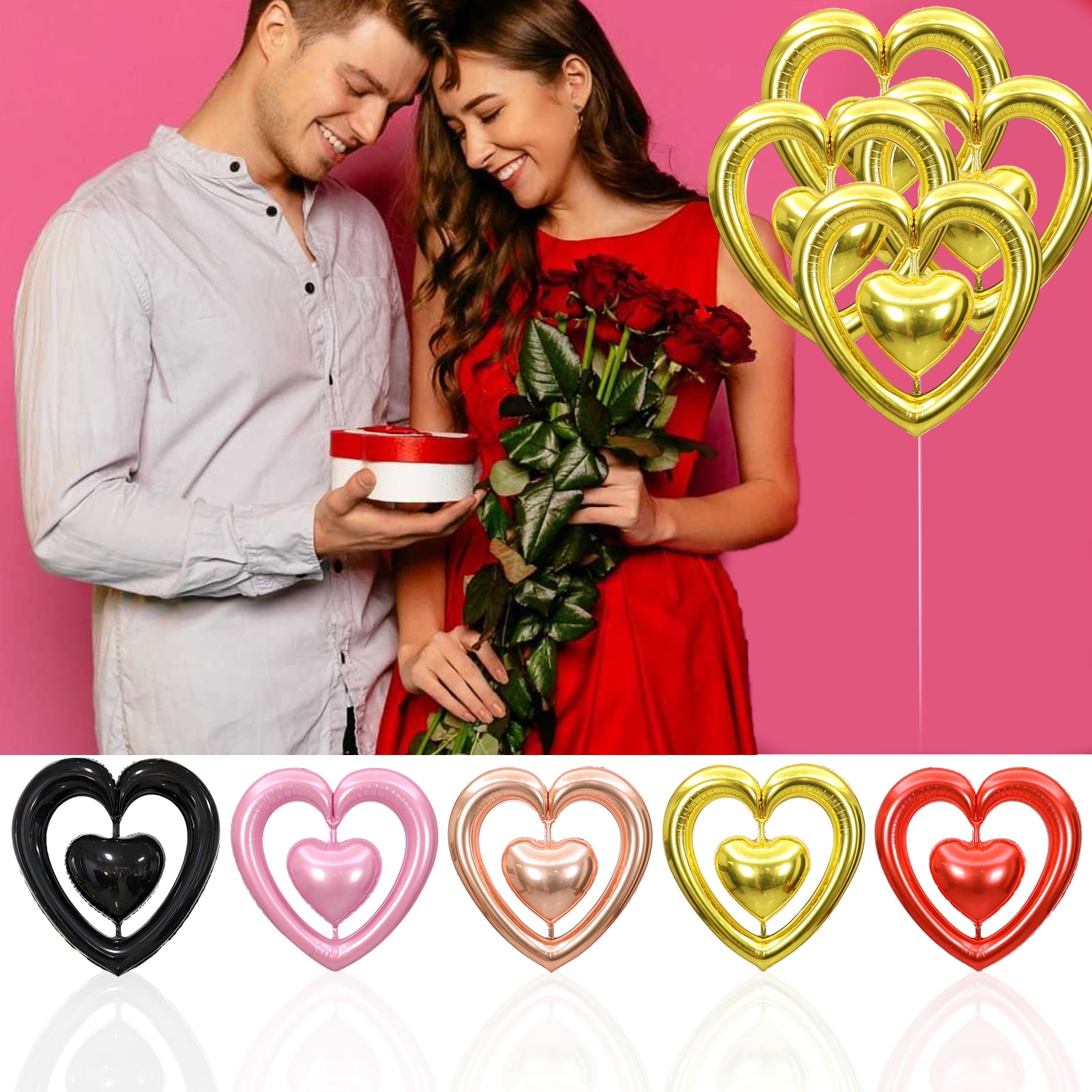 Anvazise 5Pcs 30-inch Love Heart Balloon Metallic Leakproof Thicker ...