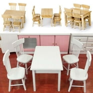 SDJMa Kids Miniature Dining Table & Chair Set, 1:12 Scale Wooden ...