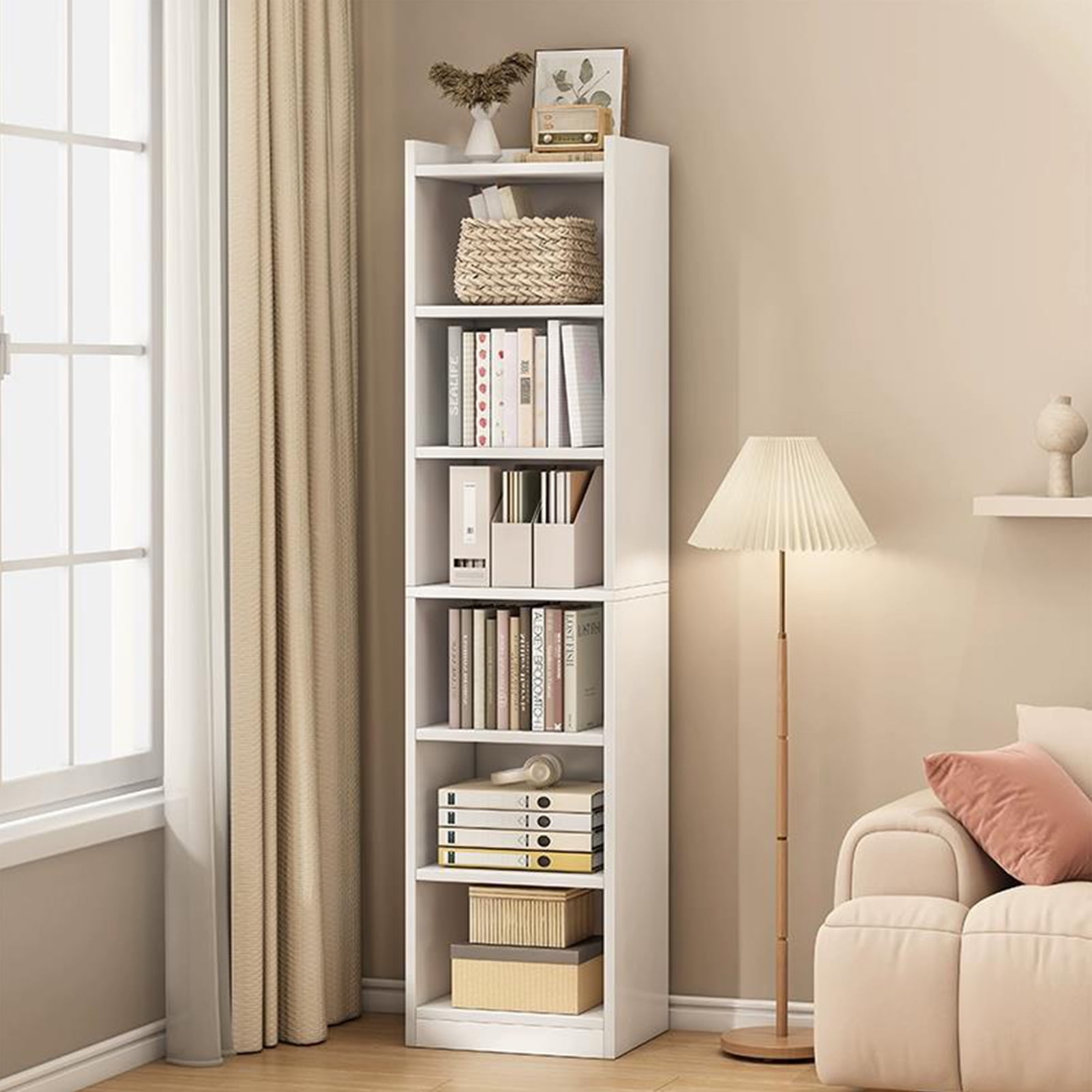 Anvazise 70.9 Inch Tall Narrow Bookcase, Floor Standing Storage Cabinet ...