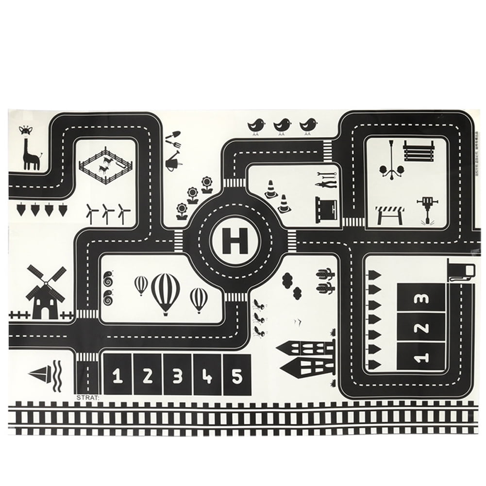 Anvazise 83x59cm Kids Car City Road Play Mat Carpet Traffic Signs ...