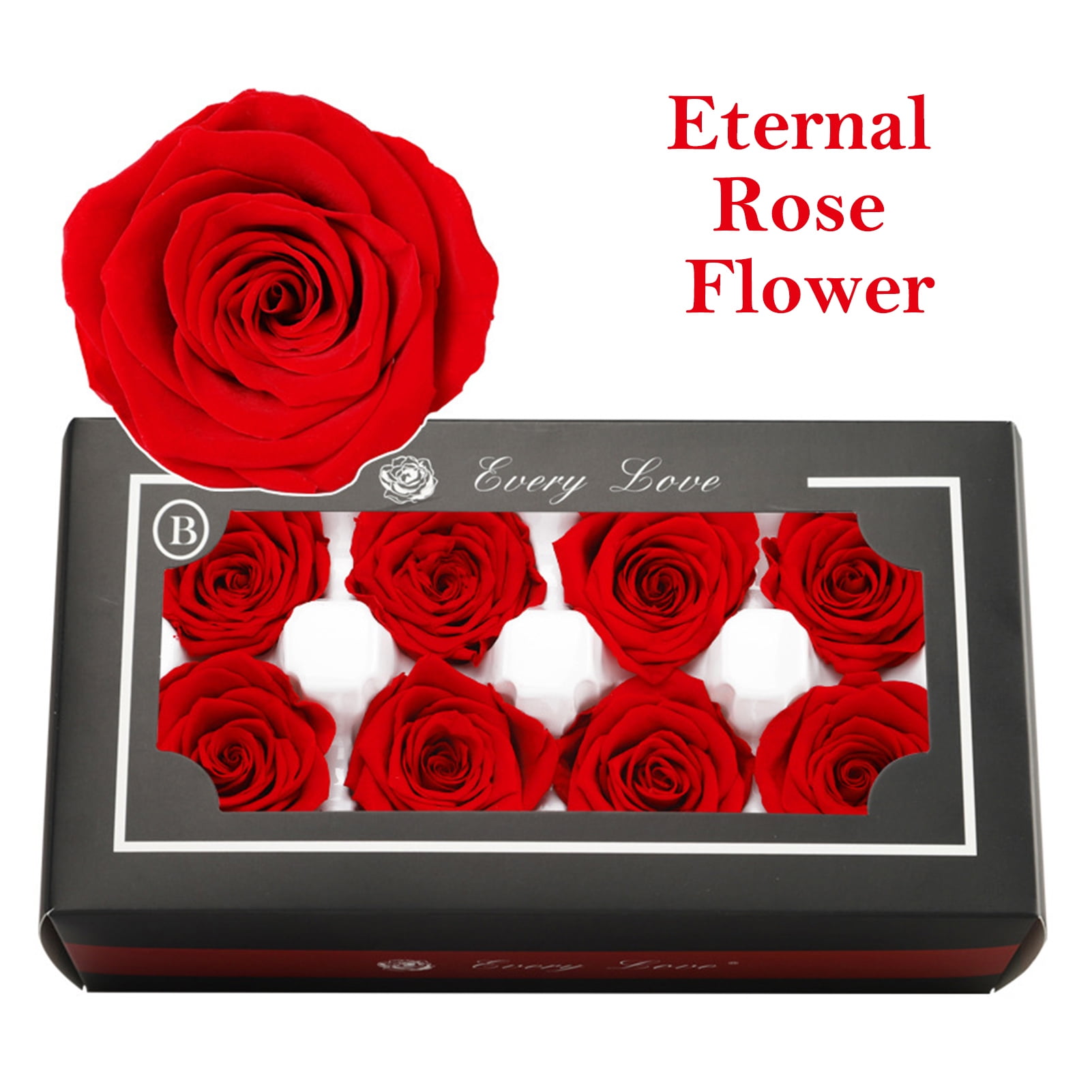 Anvazise 8Pcs Eternal Rose Flowers Vibrant Color Natural-Looking ...